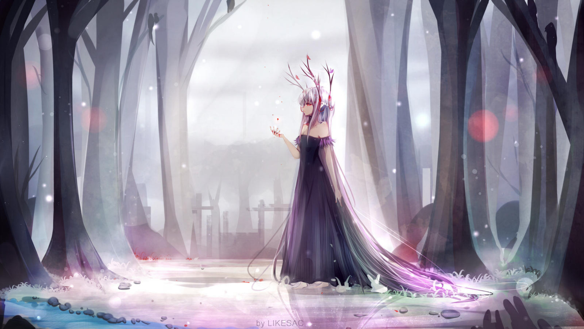 Enchanted Anime Forest HD Wallpaper: Original Winter Mystique by Likesac
