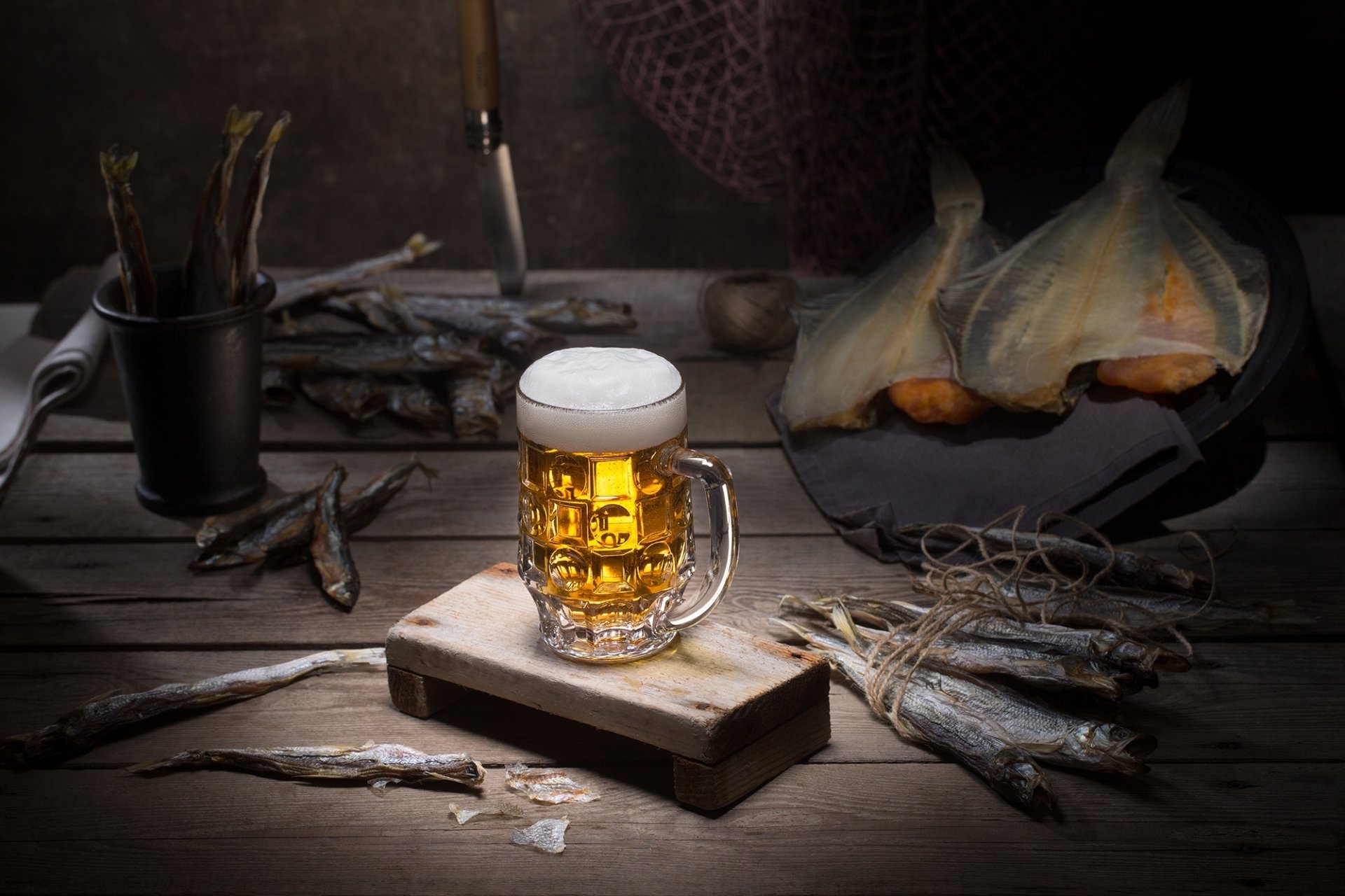 Download Fish Alcohol Drink Beer Food Still Life HD Wallpaper