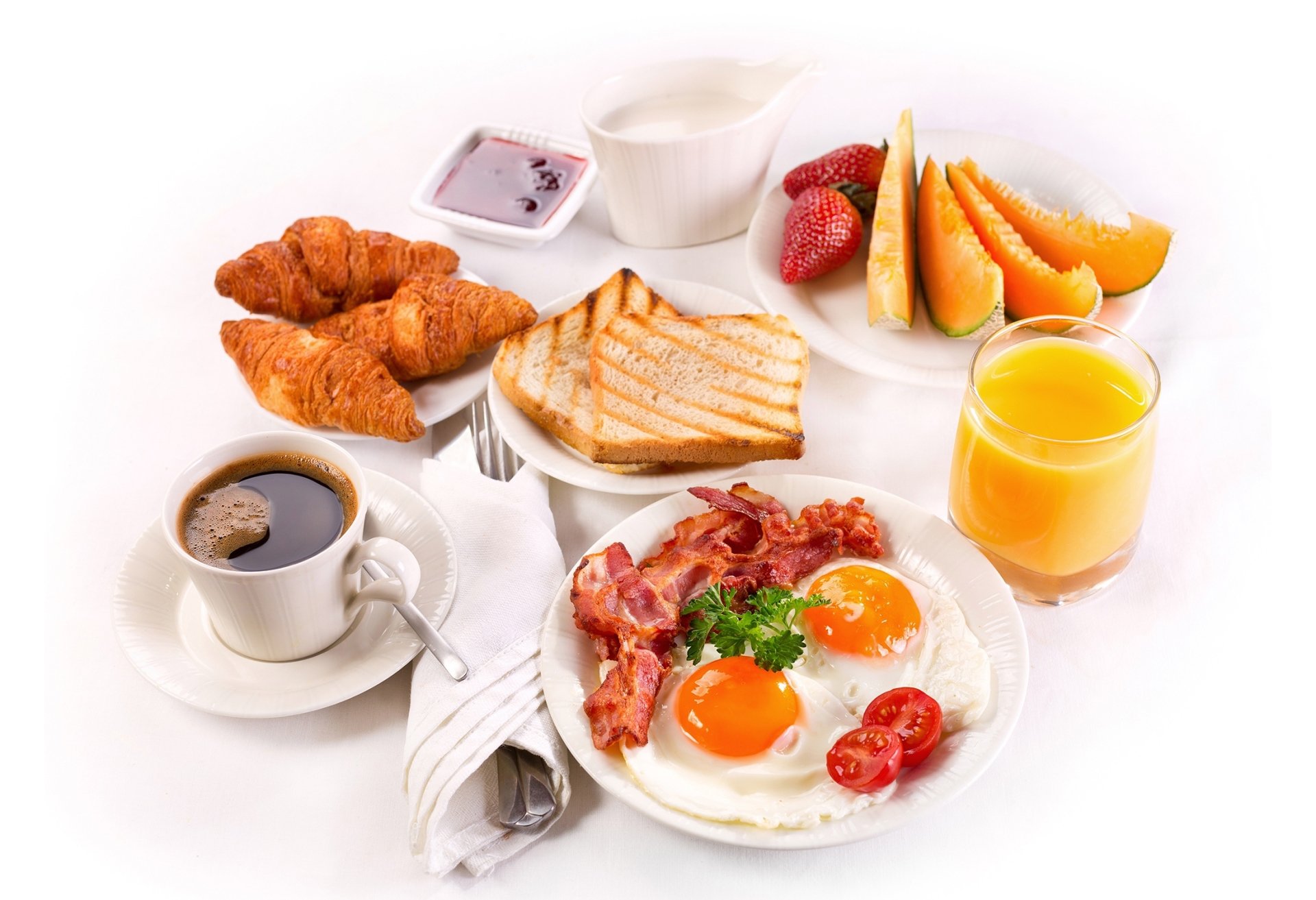 Download Fruit Toast Bacon Juice Croissant Egg Cup Coffee Food ...