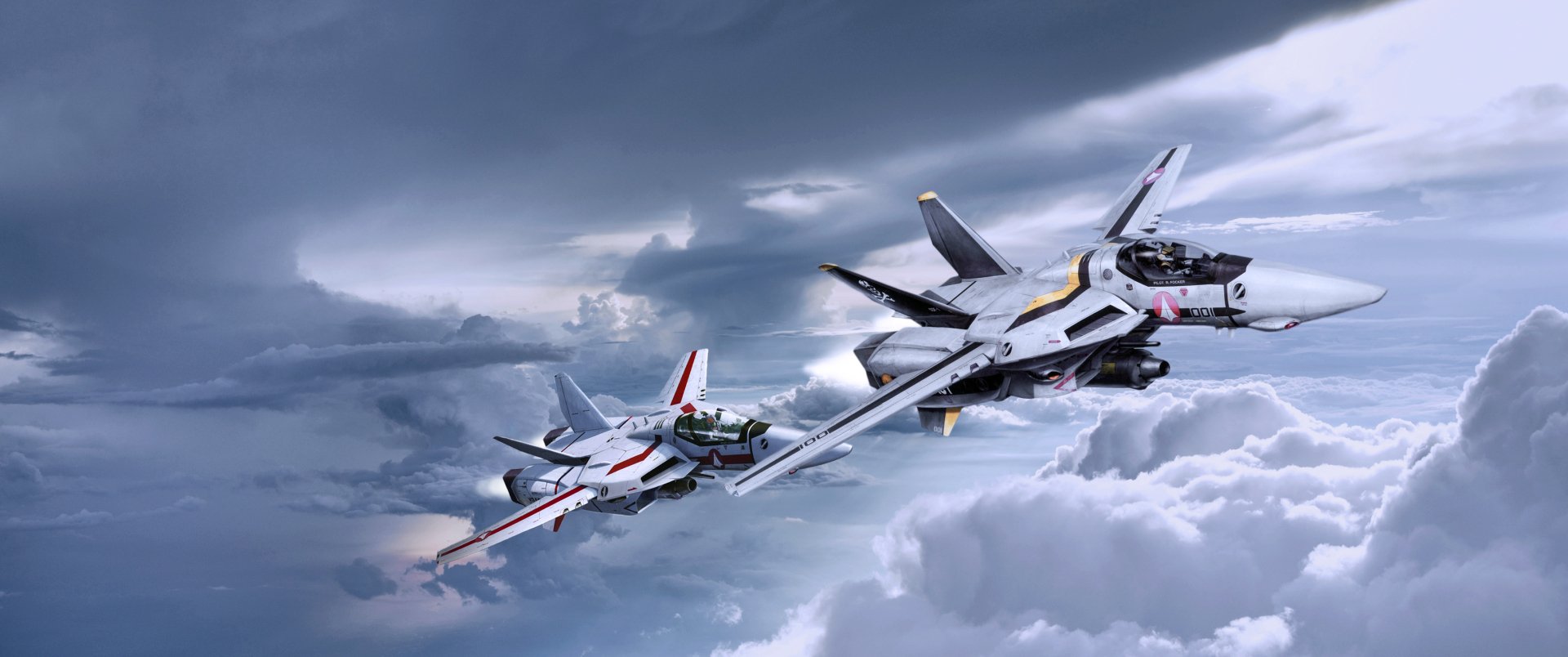 Robotech Skies: Anime Mecha Jets in Stunning HD Wallpaper