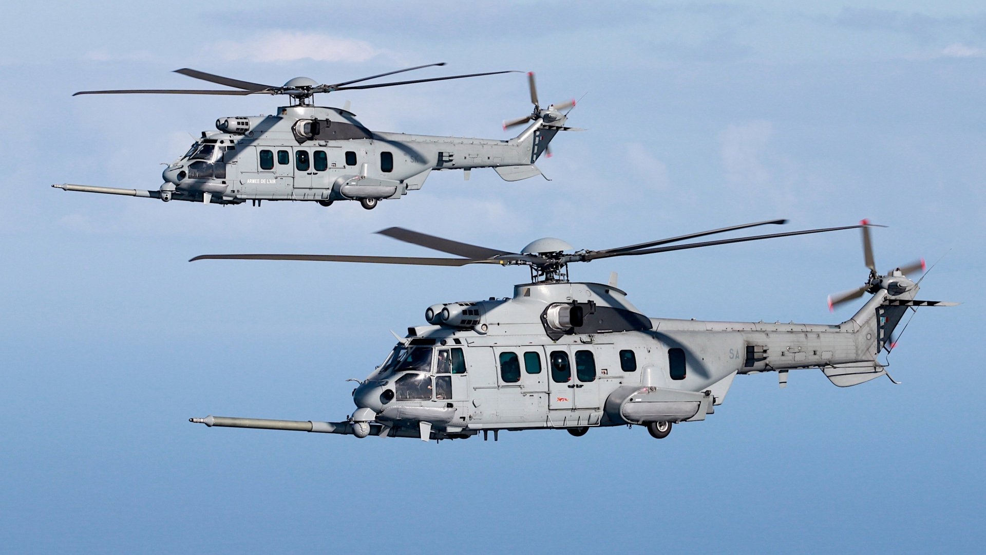 Eurocopter EC725 Military Transport Helicopters in Flight – HD Wallpaper