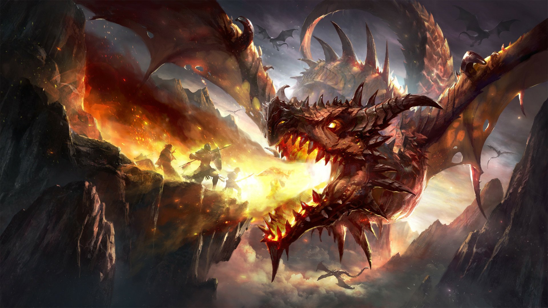 Epic Wyvern Battle HD Wallpaper by Kim Sung Hwan
