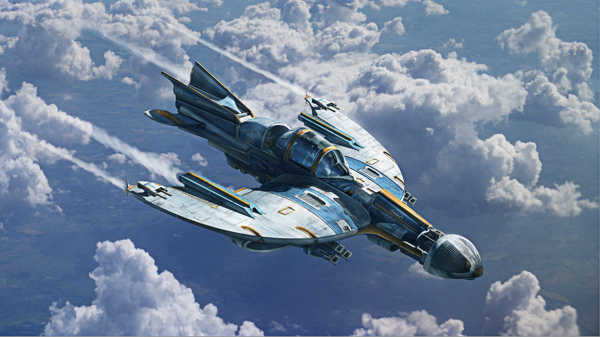 Blue Spaceship Wallpaper 1920x1080