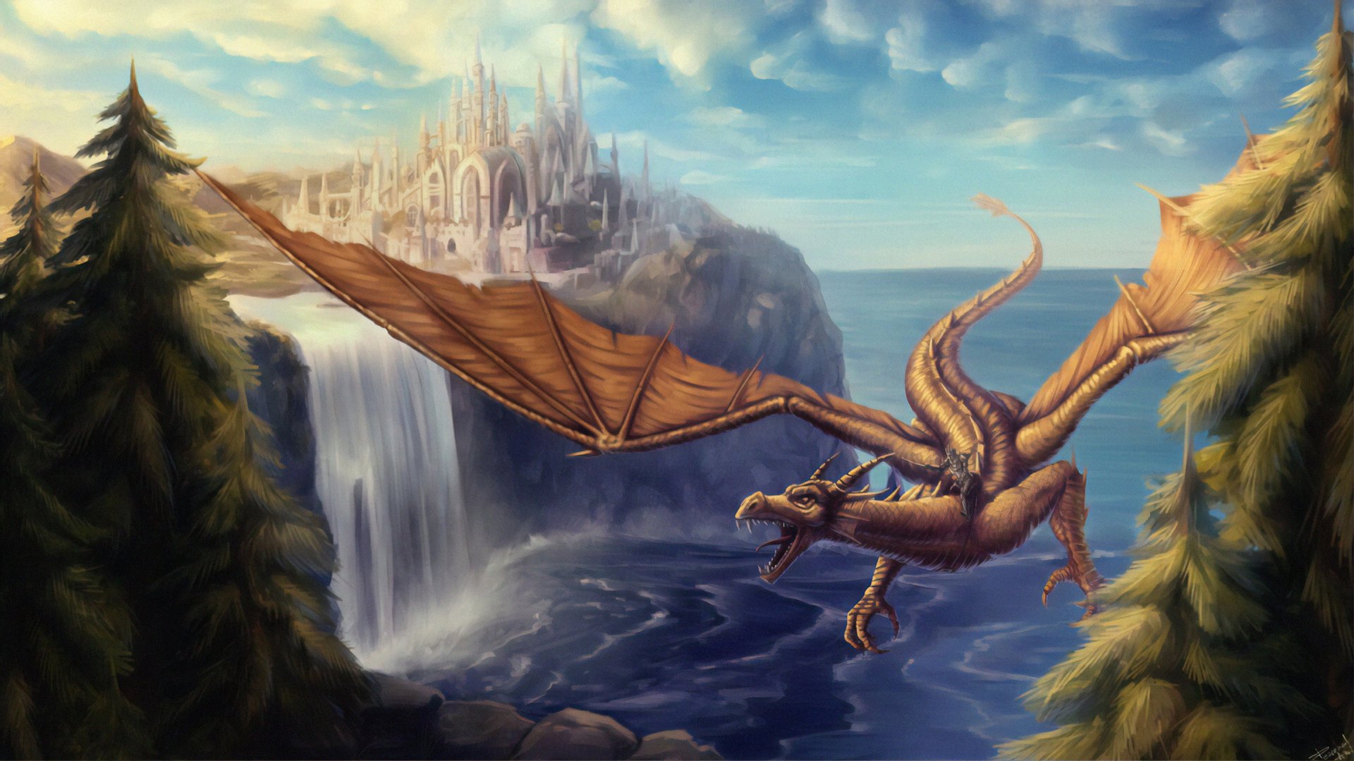 Download City Fantasy Dragon Fantasy City HD Wallpaper by PersonalAmi ...