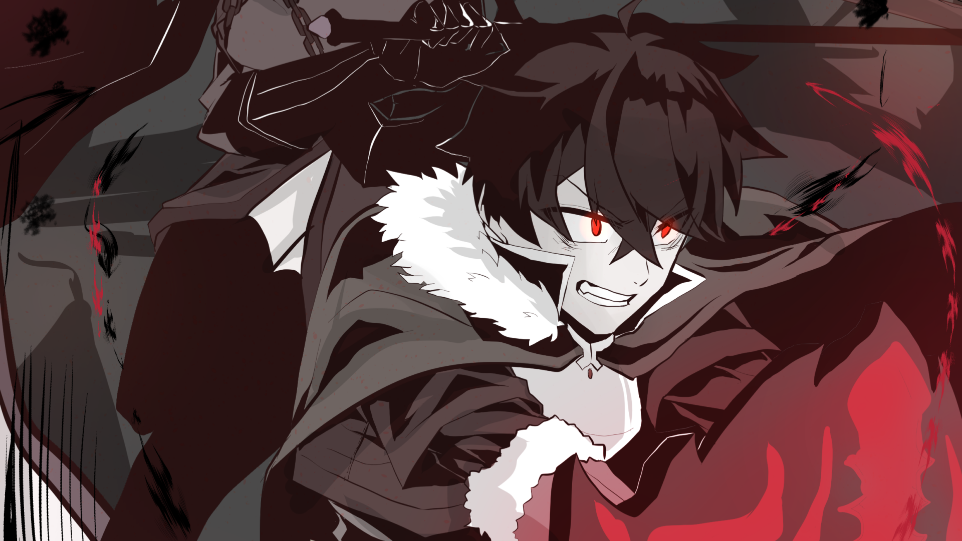 Naofumi Iwatani: Dark Power Unleashed – HD Shield Hero Wallpaper by Tegami