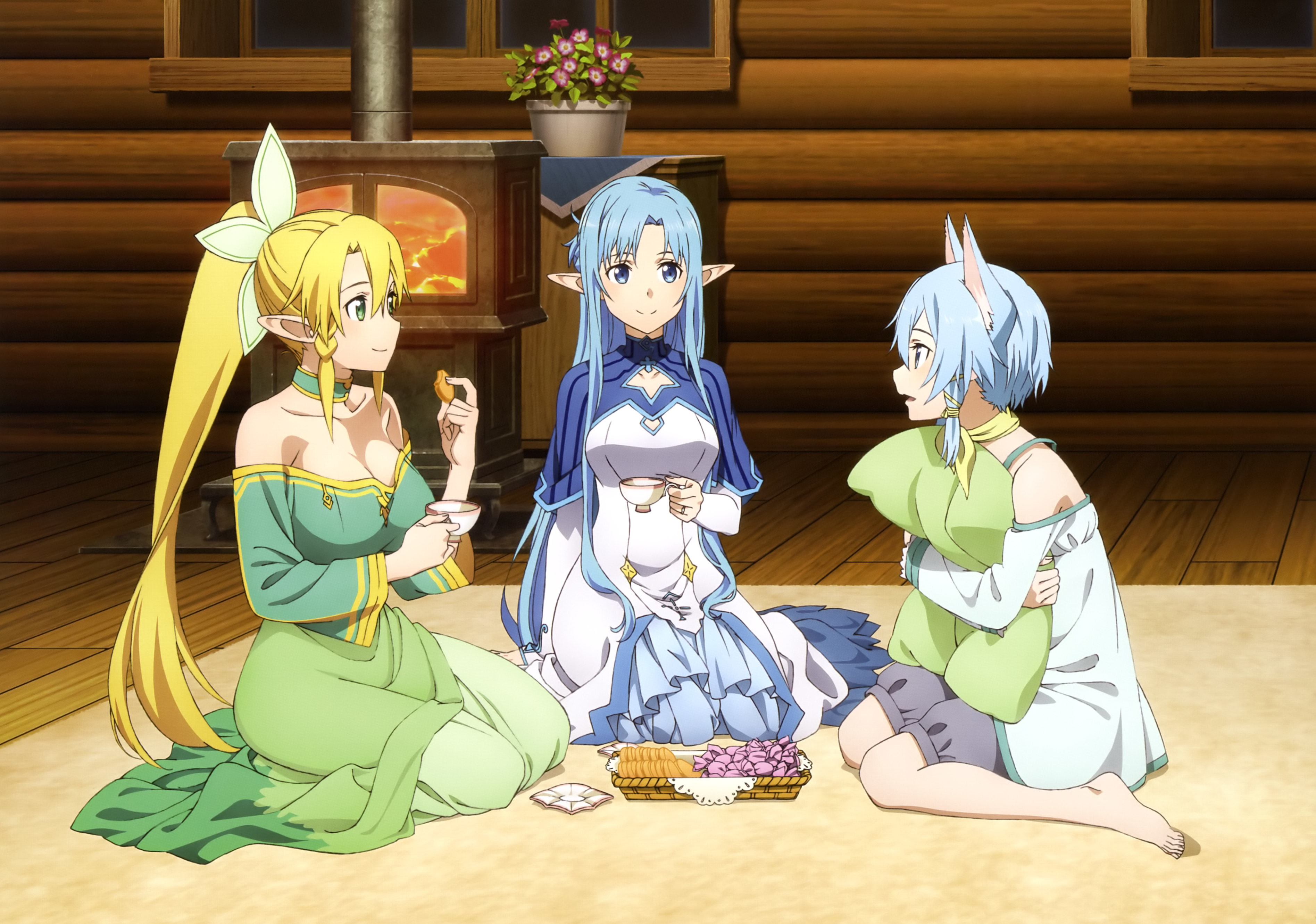 Sword Art Online II: Shino, Suguha & Asuna HD Anime Gathering Wallpaper