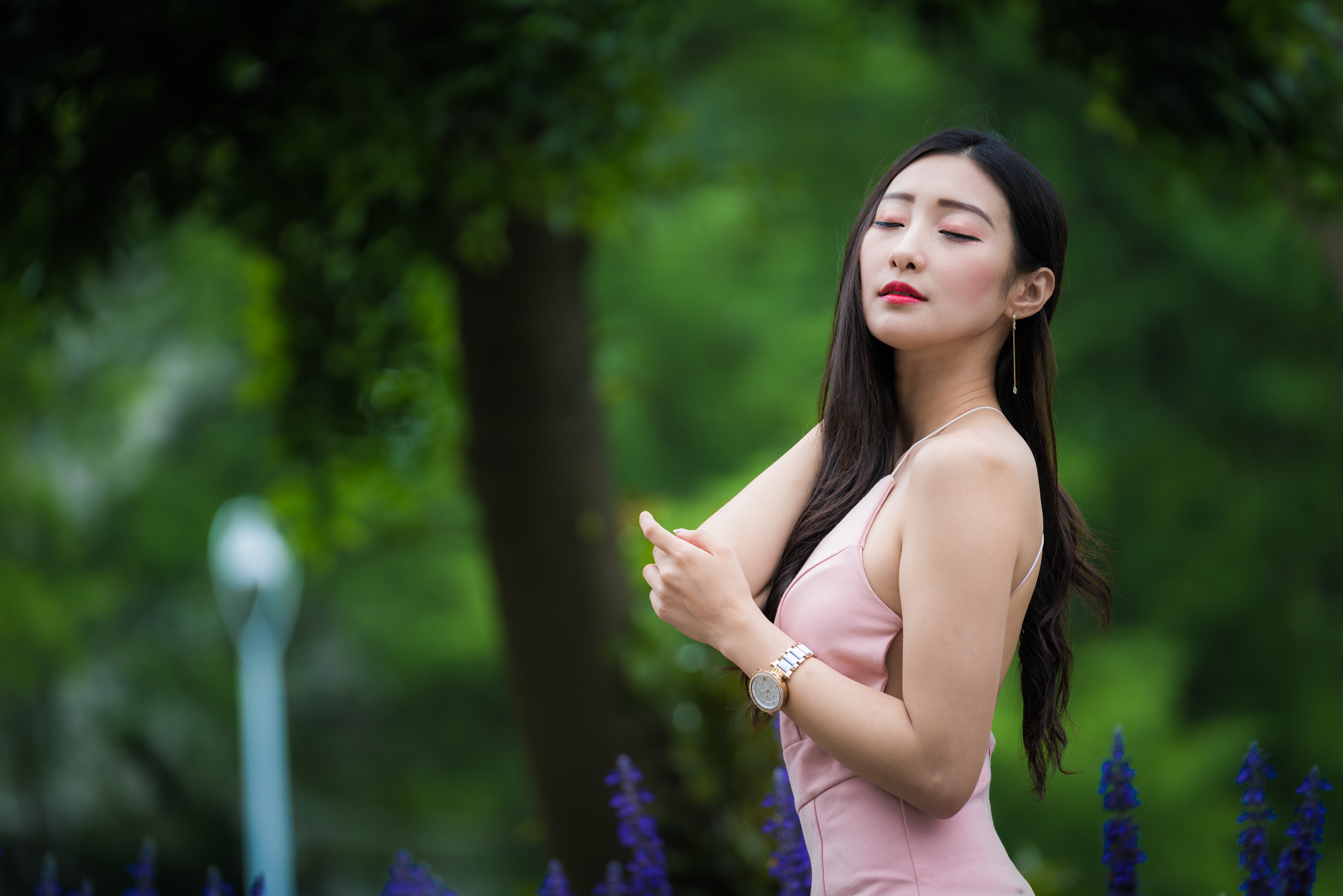 Download Lipstick Black Hair Long Hair Mood Depth Of Field Model Dress