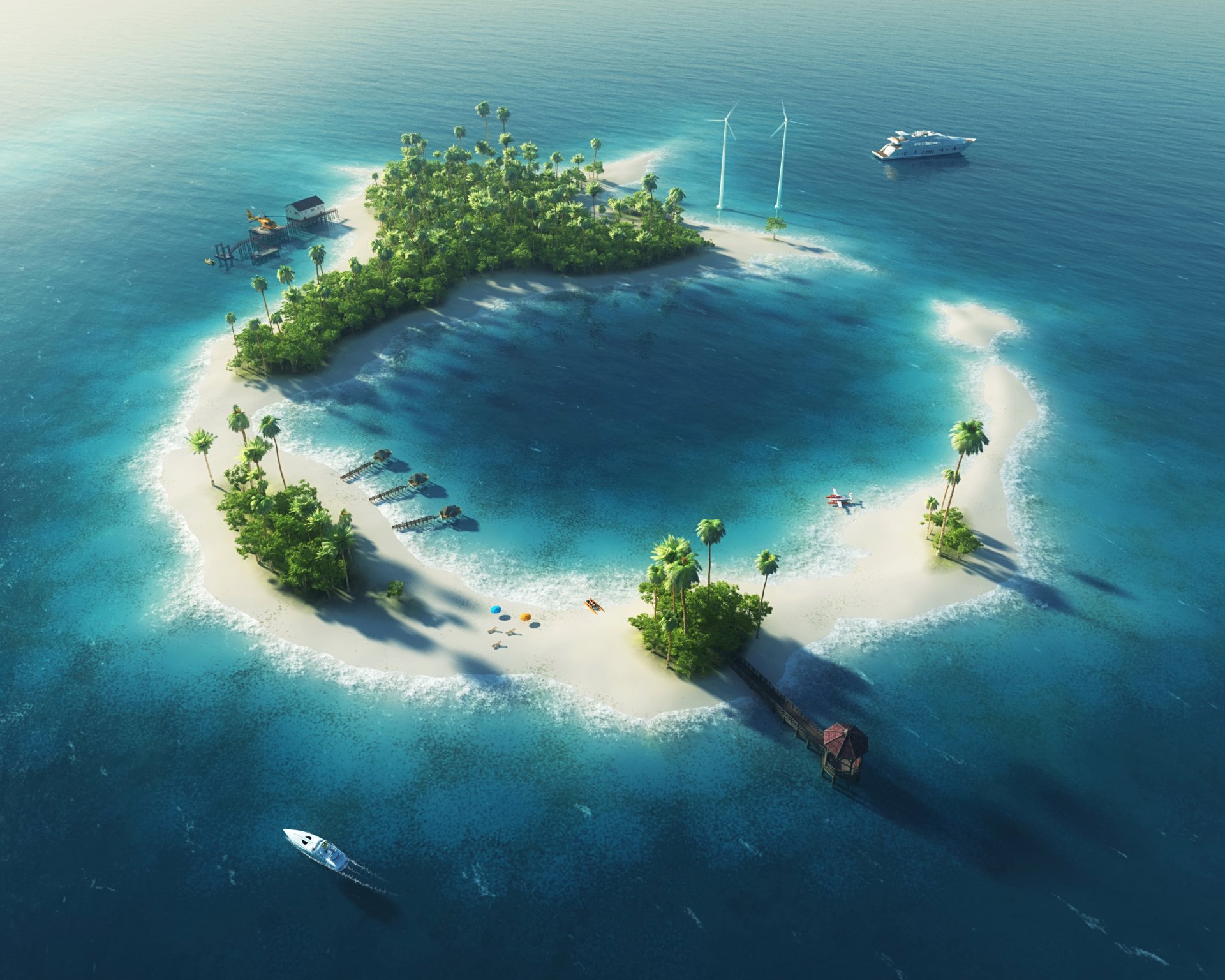 Download Boat Maldives Ocean Artistic Island HD Wallpaper