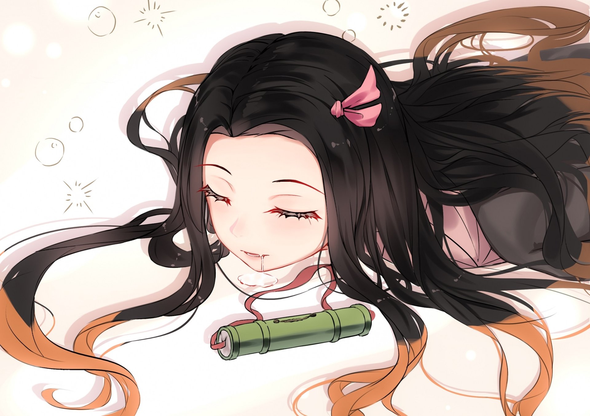 Nezuko Kamado HD Wallpaper from Demon Slayer: Kimetsu no Yaiba by 呦你个烧饼