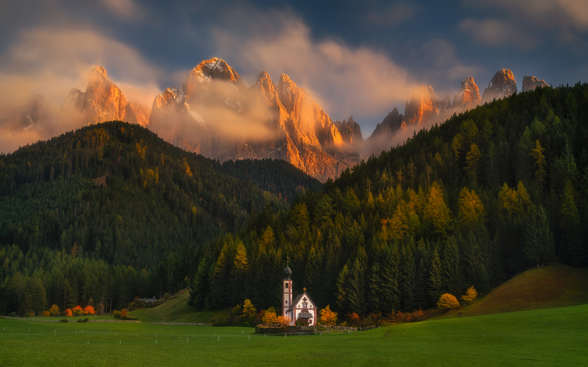 Download Forest Mountain Religious Chapel HD Wallpaper