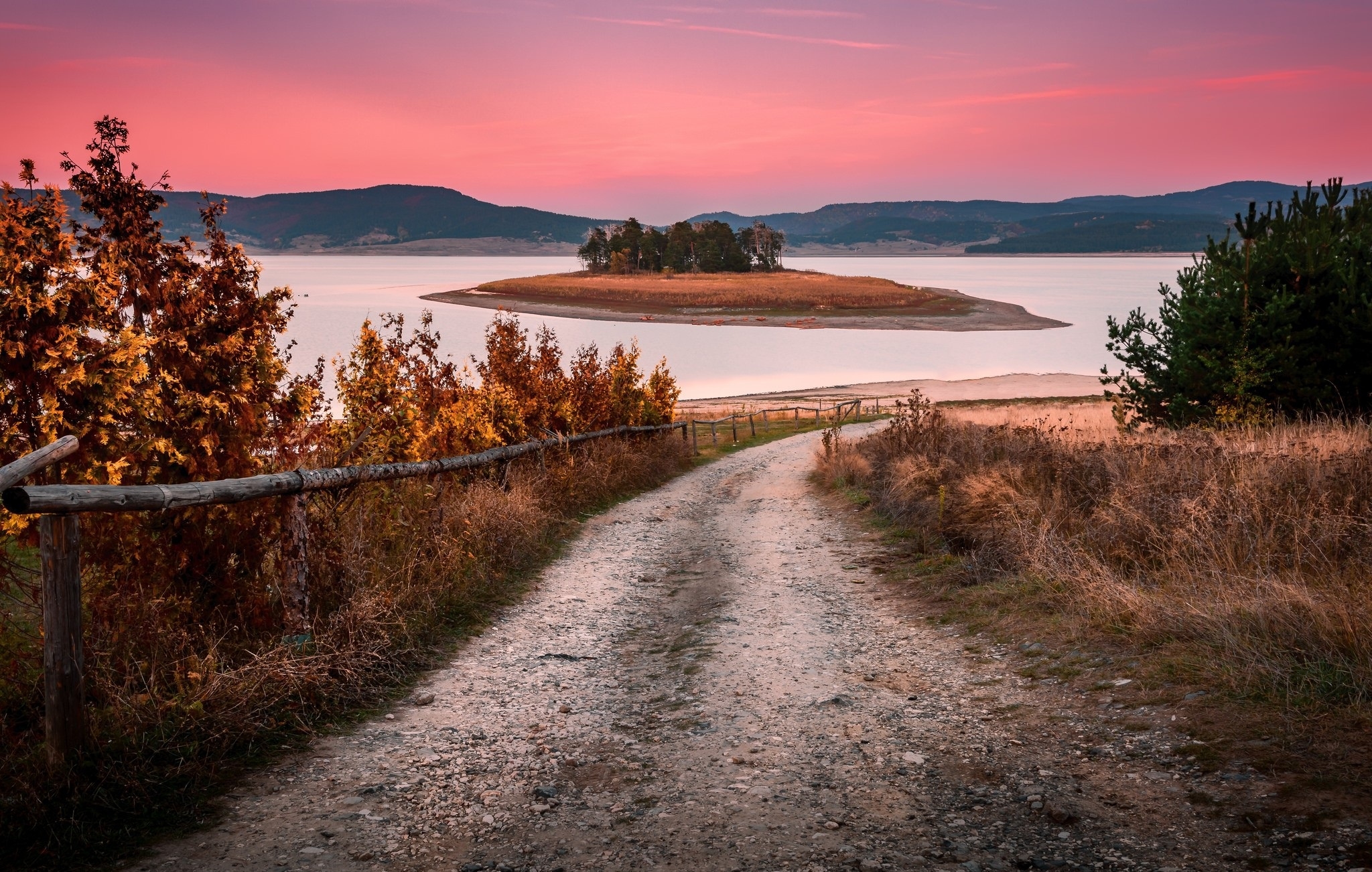 Download Lake Man Made Path HD Wallpaper