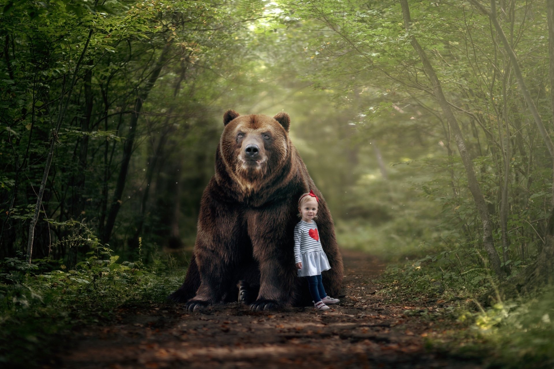Download Little Girl Bear Photography Manipulation HD Wallpaper