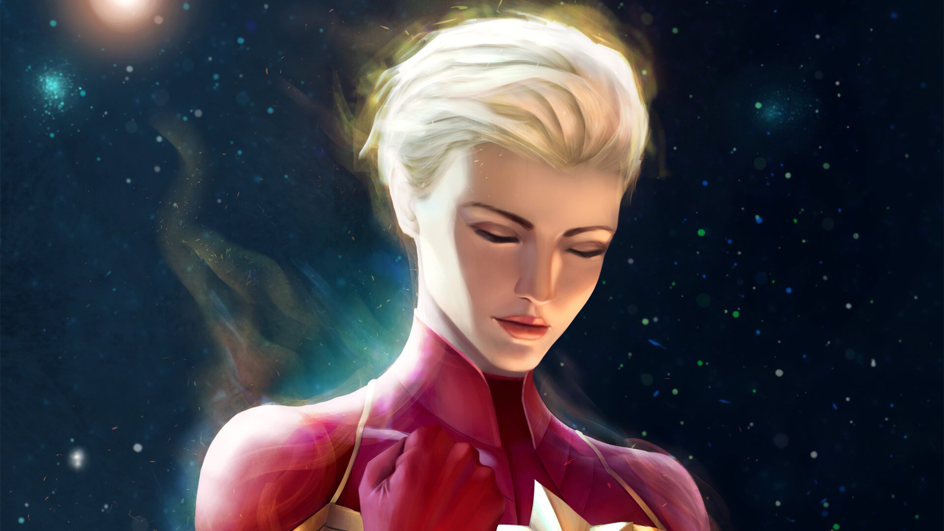 Cosmic Blonde Captain Marvel — 4K Comic Wallpaper by R Zhang ...