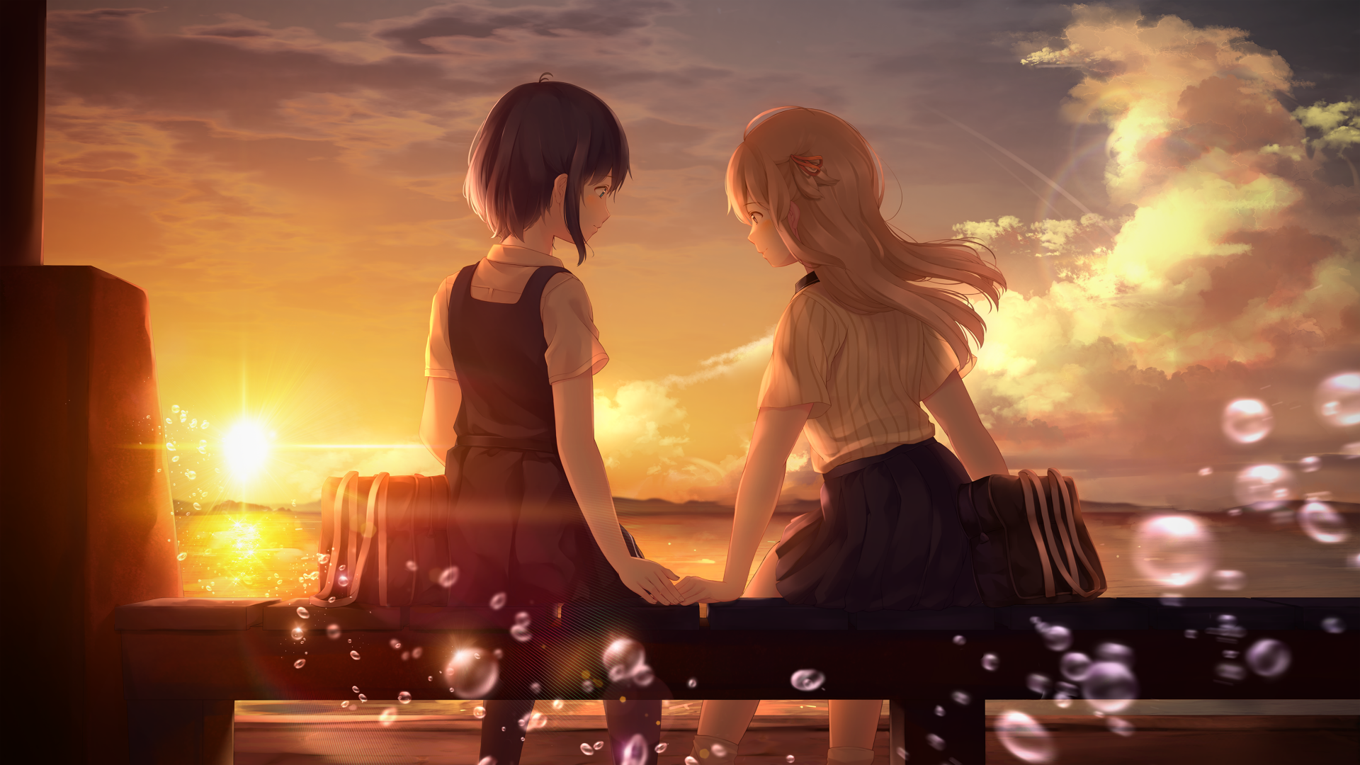 Download Sunset Anime Original Anime Sunset HD Wallpaper by unwitherer