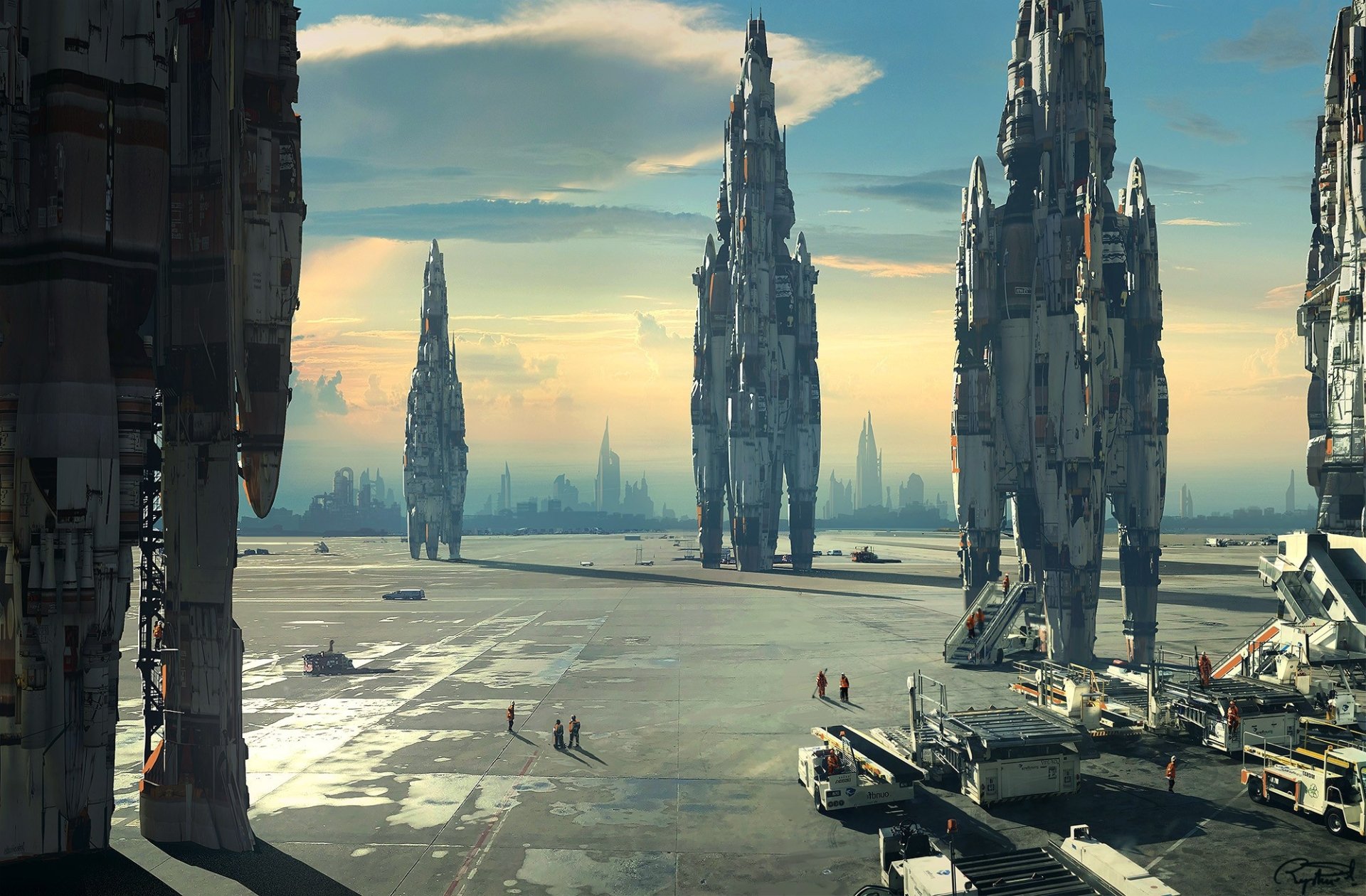 Futuristic Sci-Fi Spaceship Haven - Stunning HD Wallpaper