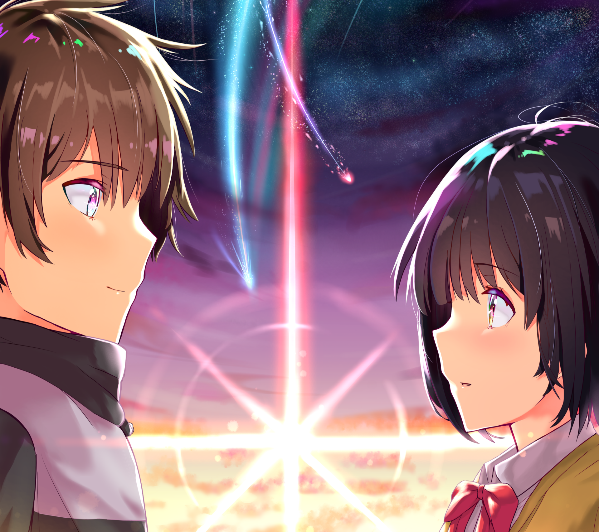 Your Name HD Wallpaper: Taki & Mitsuha’s Cosmic Moment in Anime Glory ...