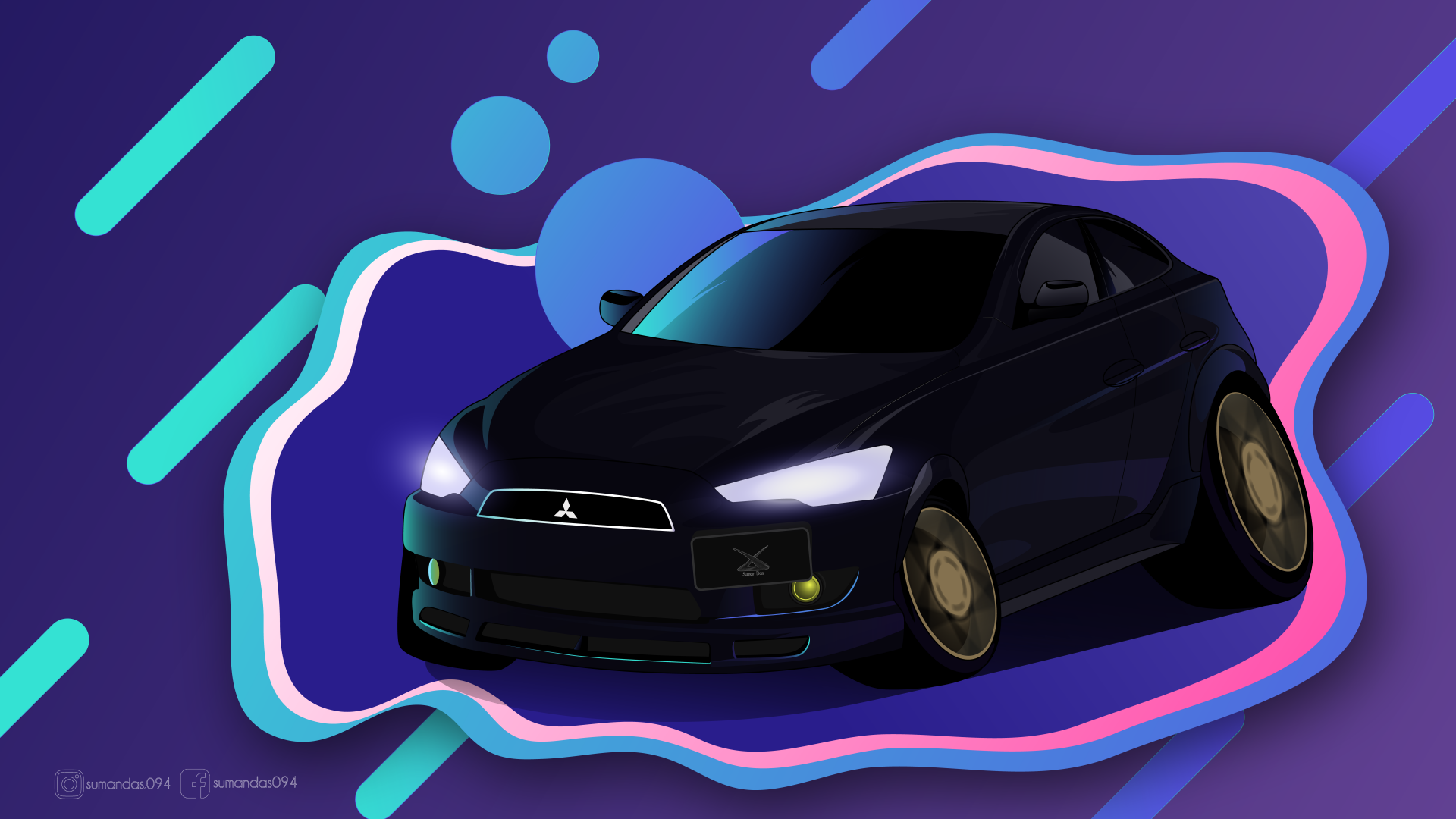 Mitsubishi evo cartoon by sumandas094 by suman094
