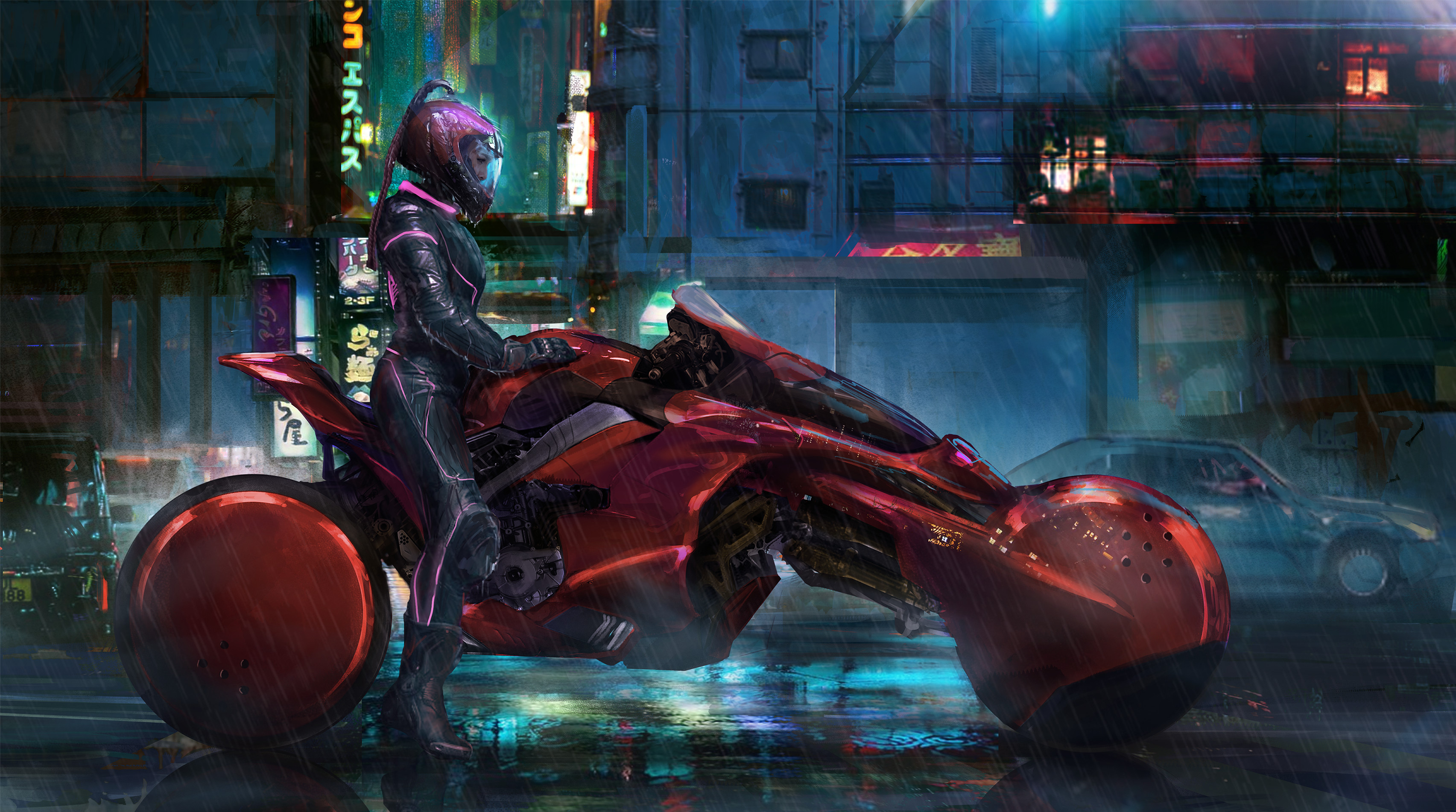 Neon Night Rider — Cyberpunk Sci‑Fi Motorcycle (HD) by Samson Castelino