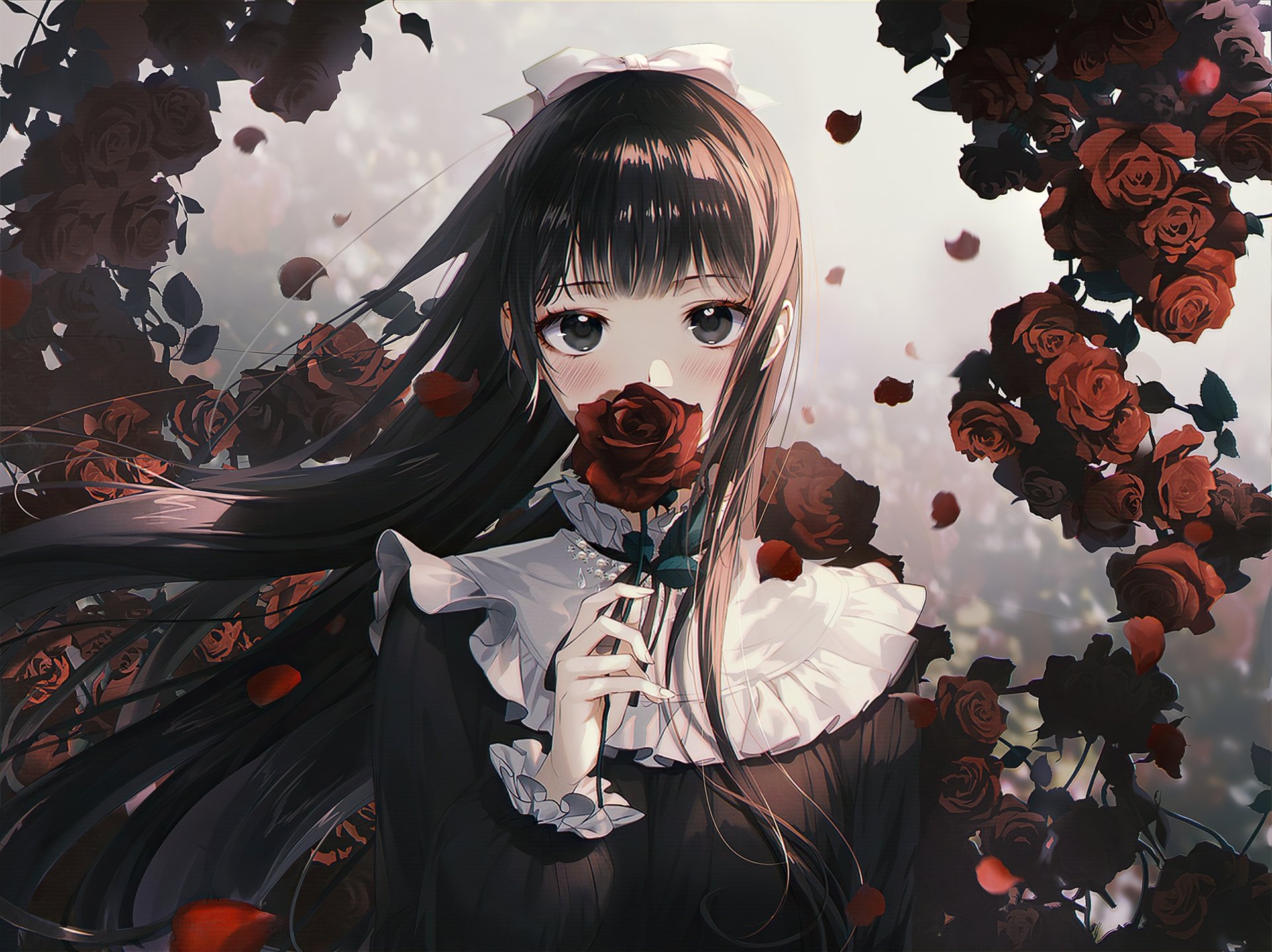 Gothic Rose: HD Anime Beauty with Flowing Long Hair by DABY