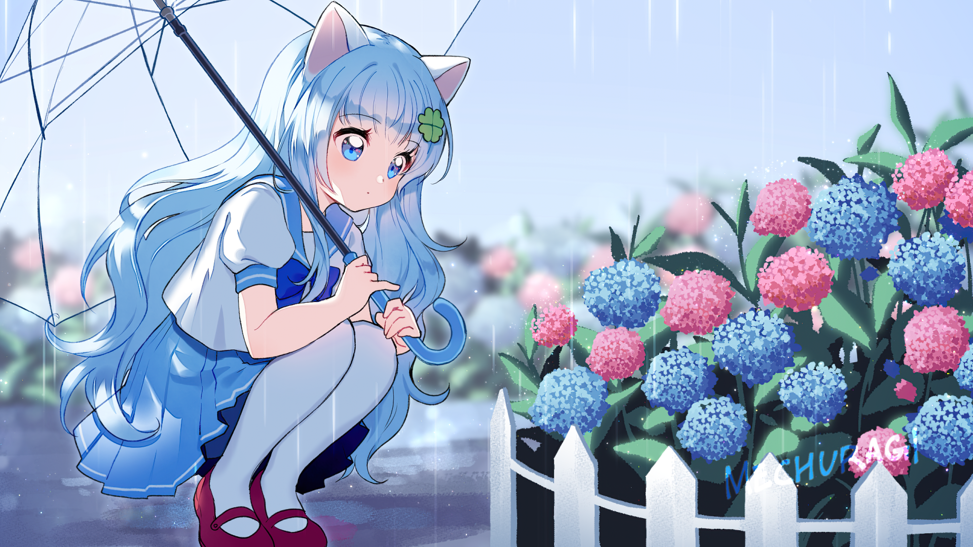 Original Anime Charm: Serene Catgirl in Bloom – HD Wallpaper Delight by ...