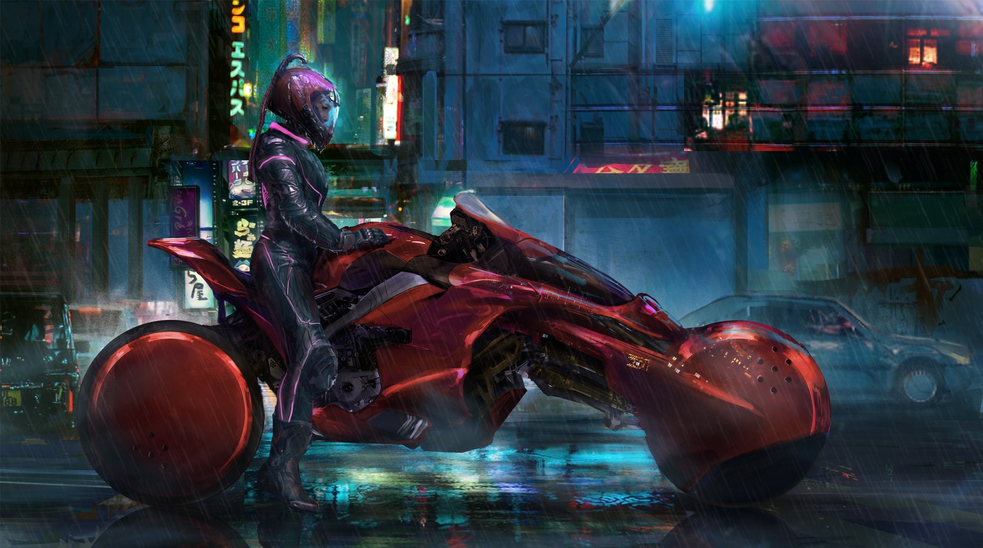 Neon Night Rider — Cyberpunk Sci‑Fi Motorcycle (HD) by Samson Castelino