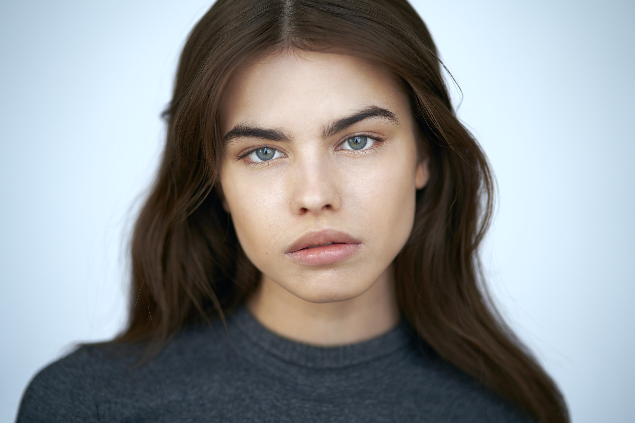 Download Brunette Blue Eyes Face Woman Model HD Wallpaper by Alexander ...