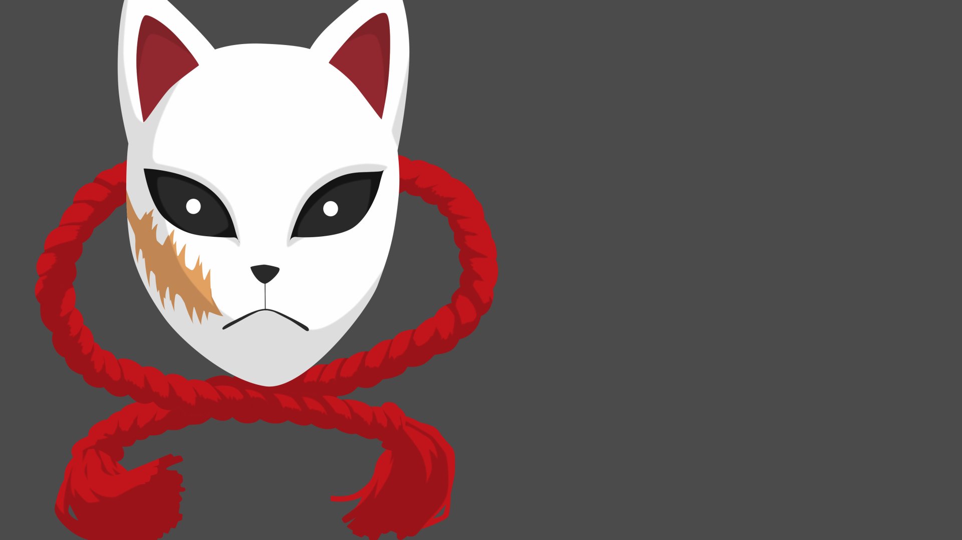 4K Ultra HD Minimalist Kitsune Mask – Demon Slayer Anime Art by Uchiha ...