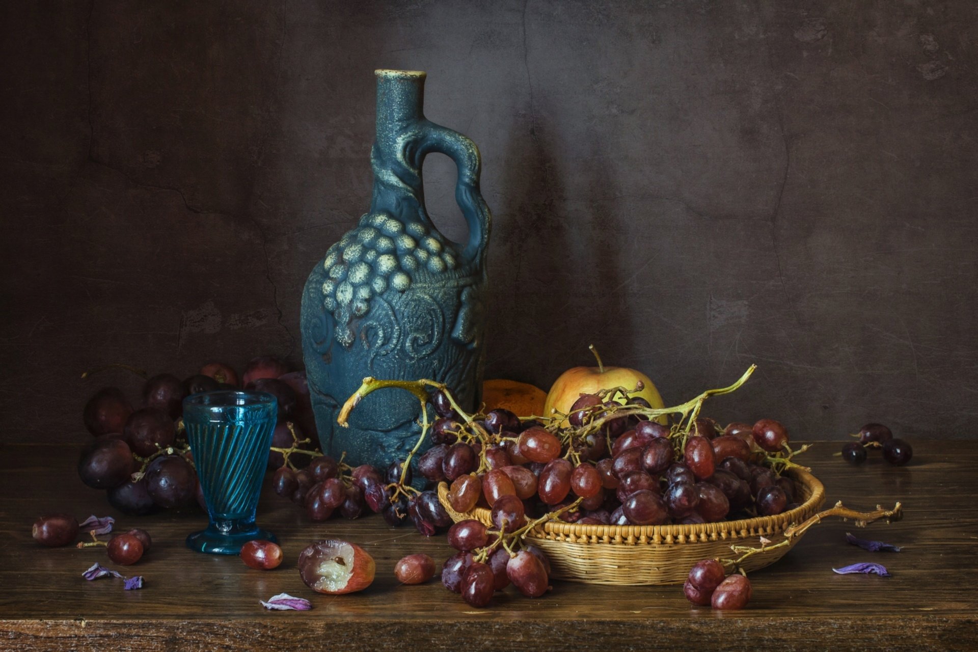 Download Pitcher Grapes Glass Photography Still Life HD Wallpaper