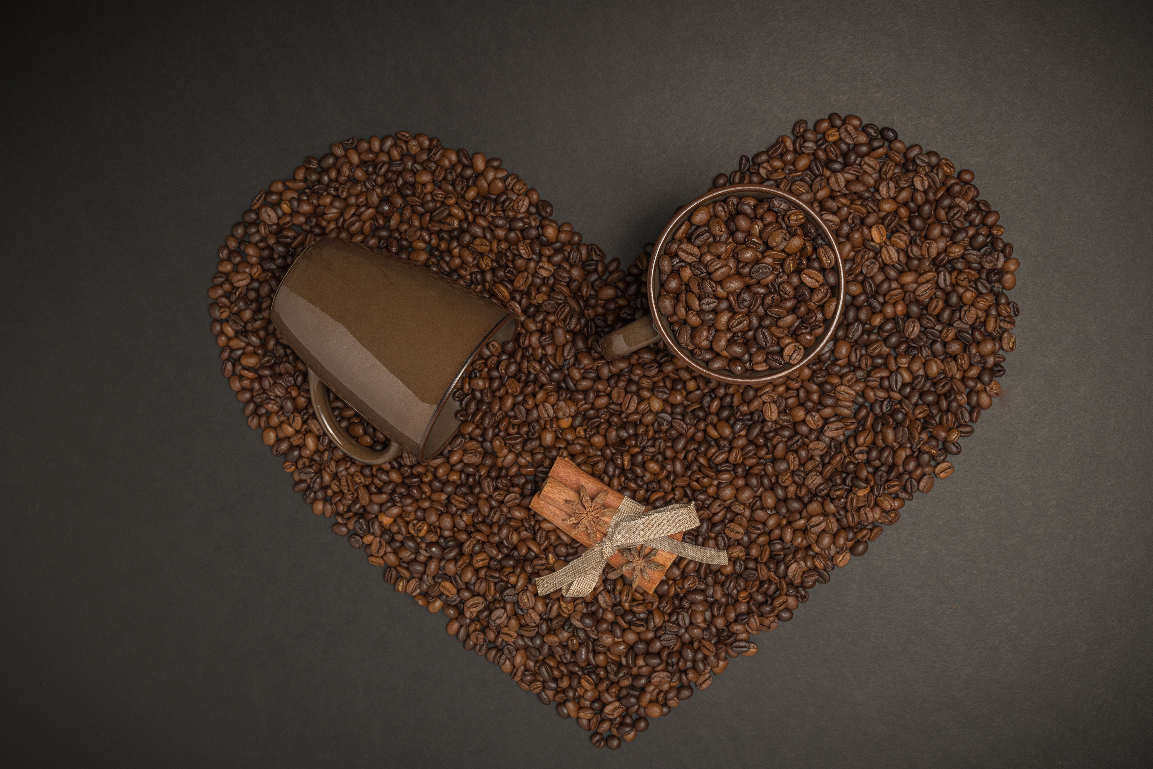 Download Coffee Beans Cup Heart-shaped Food Coffee 4k Ultra HD Wallpaper