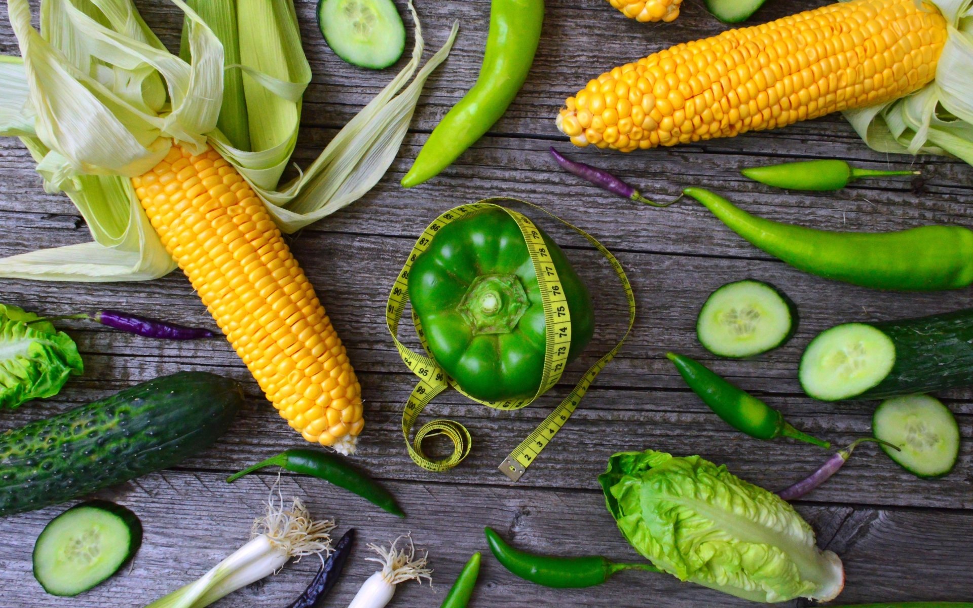 Download Pepper Vegetable Cucumber Corn Cabbage Onion Food HD Wallpaper