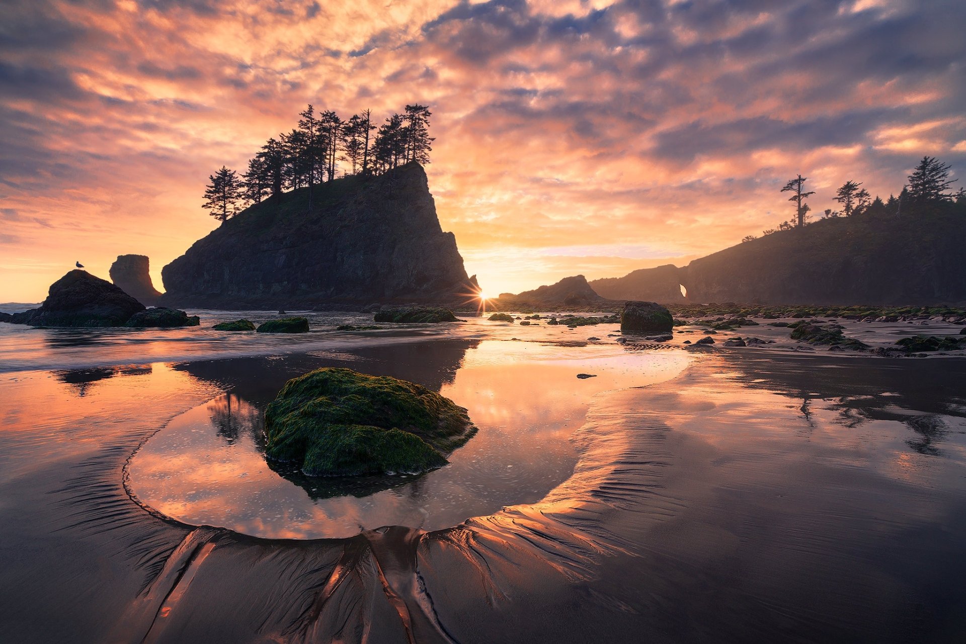 Sunset Serenity: HD Beachscape with Sand and Nature's Glow