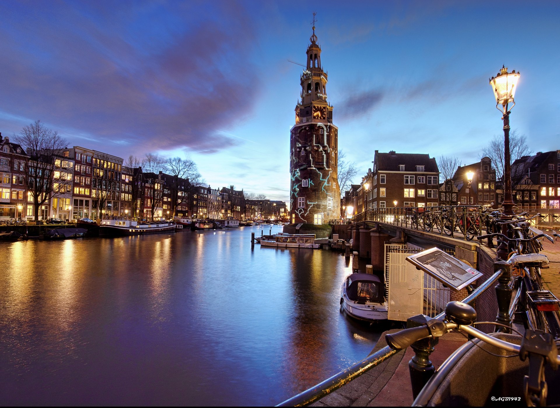 Download Evening Boat House Tower Building City Netherlands Canal Man ...