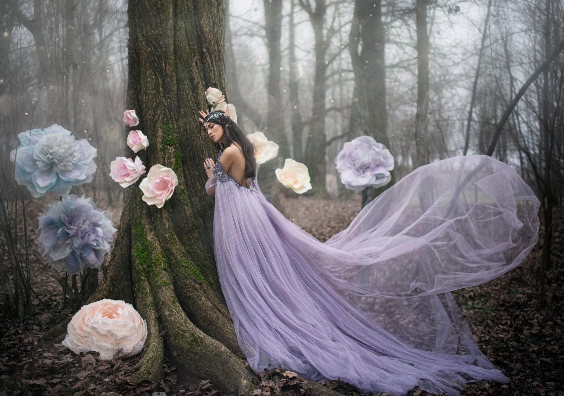 Enchanted Elf in Bloom: Fantasy Forest Cosplay HD Wallpaper | 2590x1817 ...