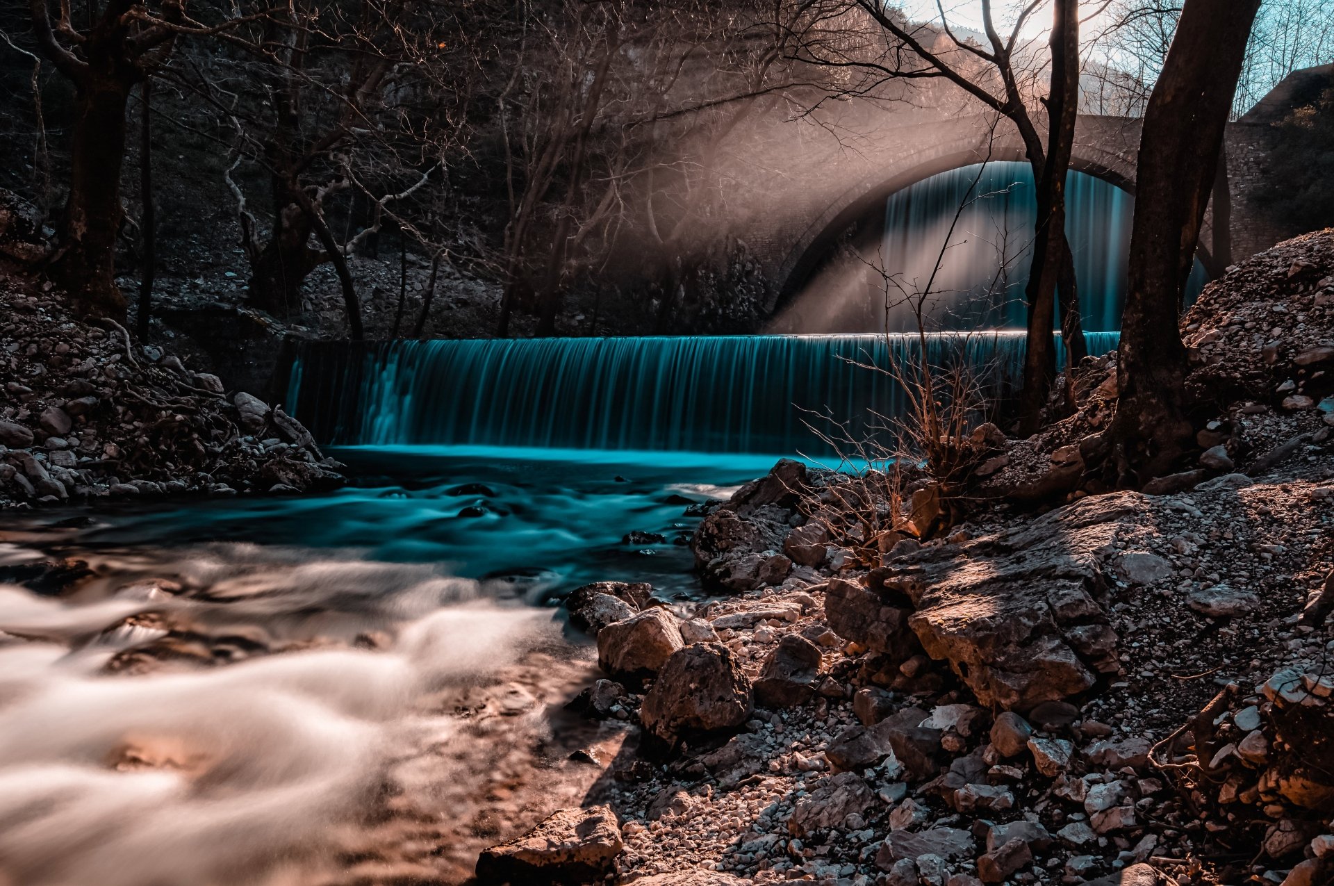 Download Arch Waterfall Man Made Bridge 4k Ultra HD Wallpaper ...