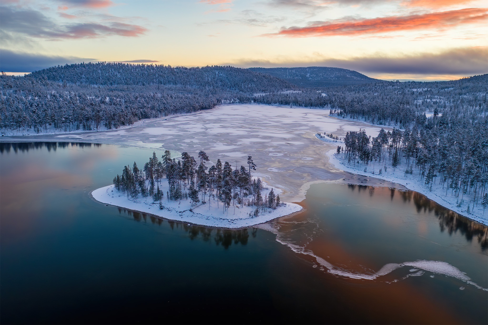 Download Landscape Finland Island Lake Forest Nature Winter HD Wallpaper
