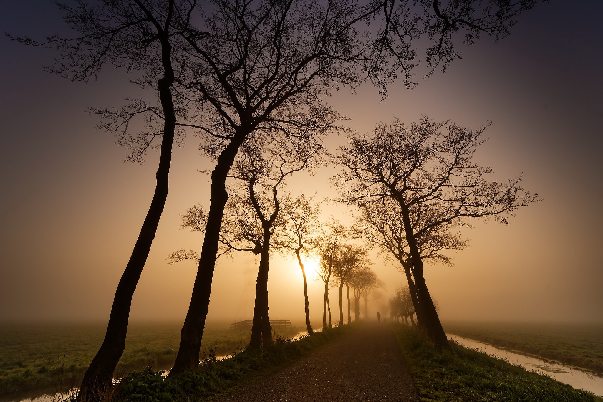 Download Nature Sunset Man Made Road HD Wallpaper