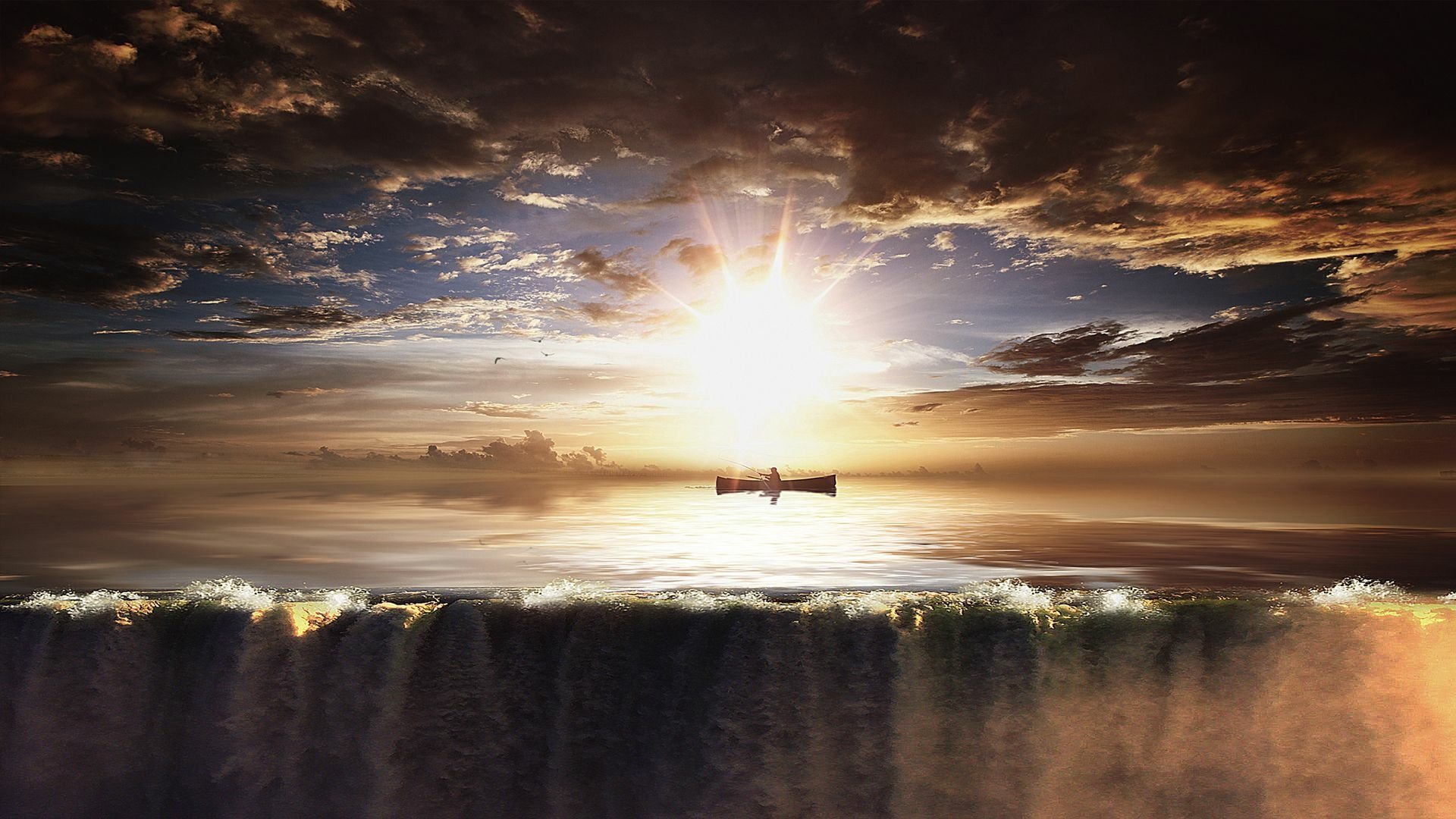 Download Boat Sunbeam Sunset Sky Photography Ocean HD Wallpaper by ...