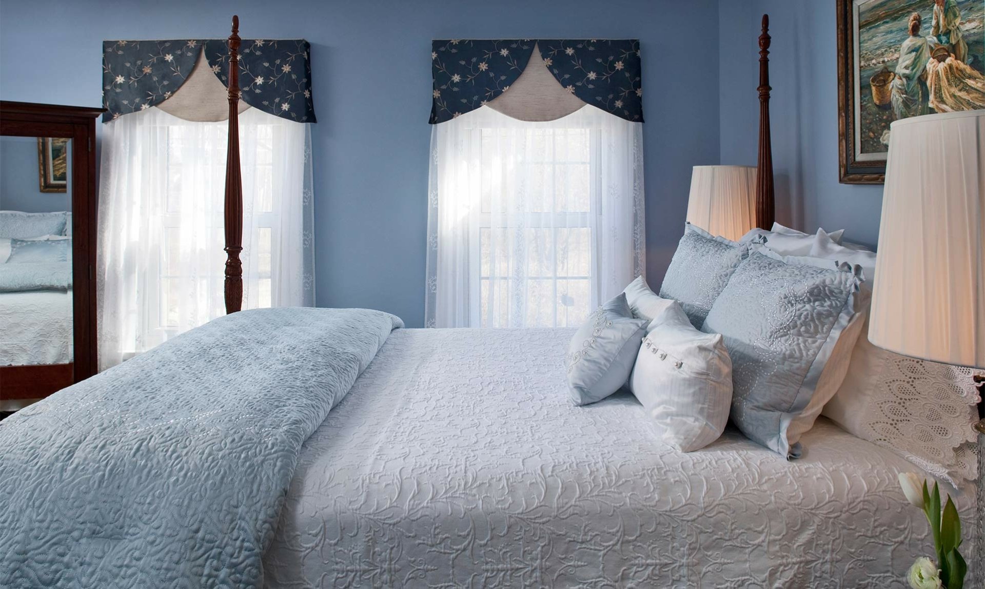 Serene Blue Bedroom HD Wallpaper