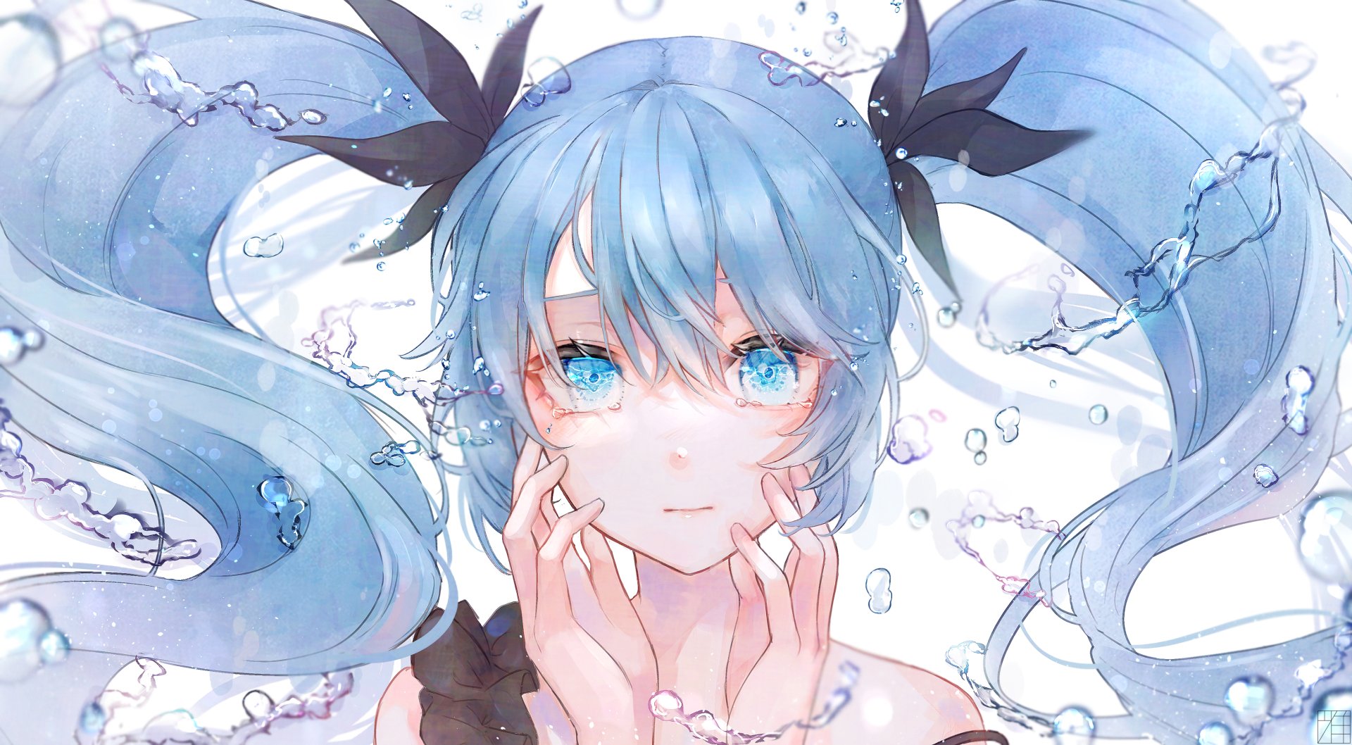 Download Blue Eyes Blue Hair Hatsune Miku Anime Vocaloid 4k Ultra HD ...