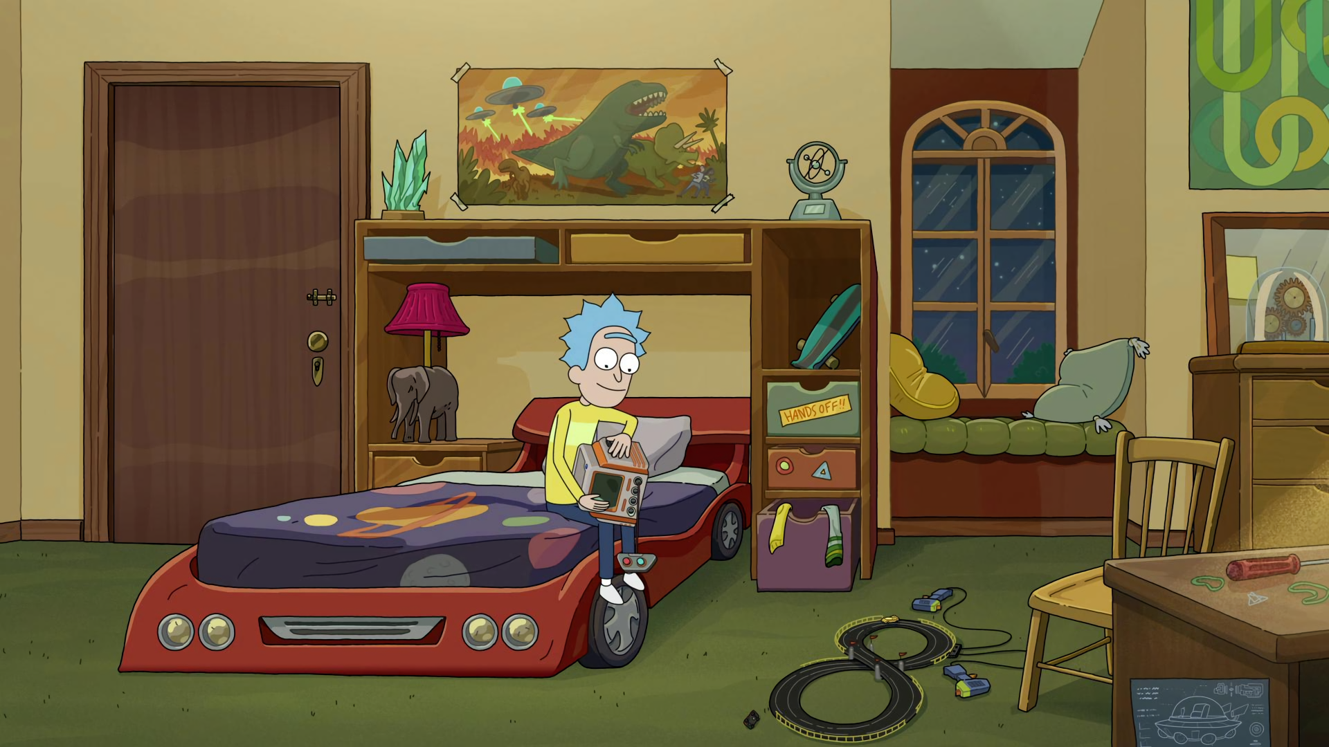 Rick Sanchez in Cozy Room – HD Rick and Morty Wallpaper