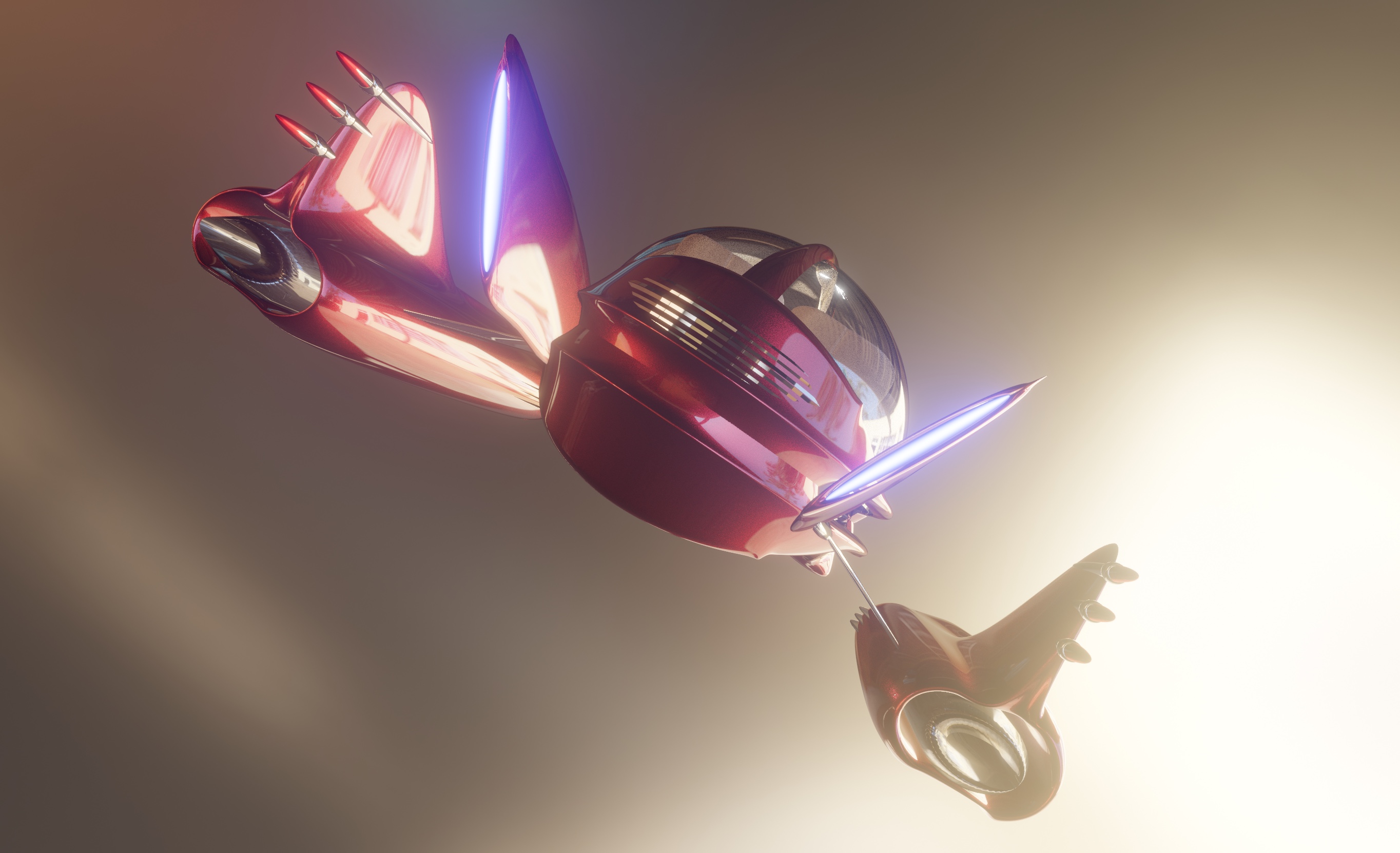 Retro scifi flying car by KARMADESIGNER
