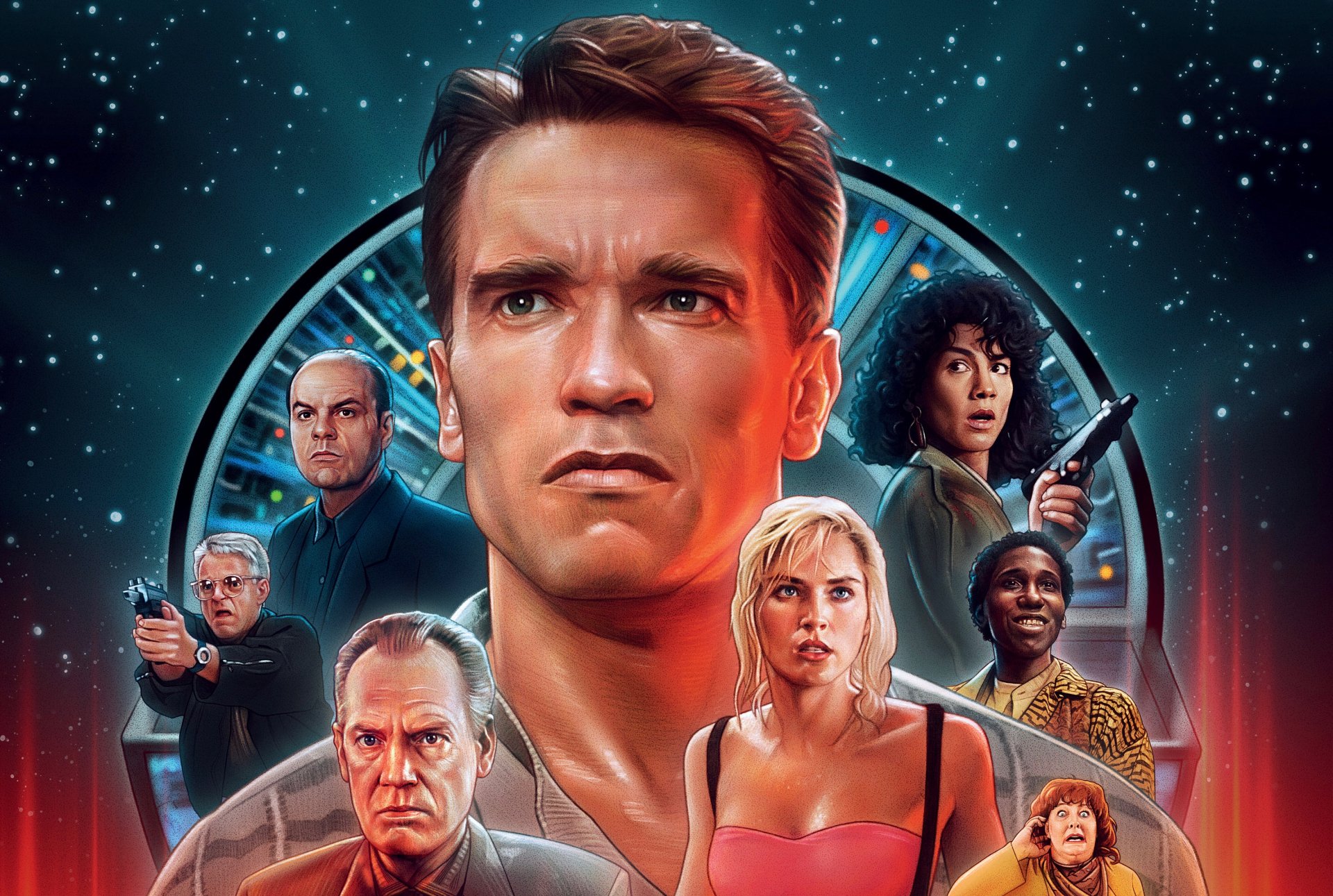 Total Recall (1990) — 2K Quad HD Retro Sci‑Fi Poster by Kyle Lambert