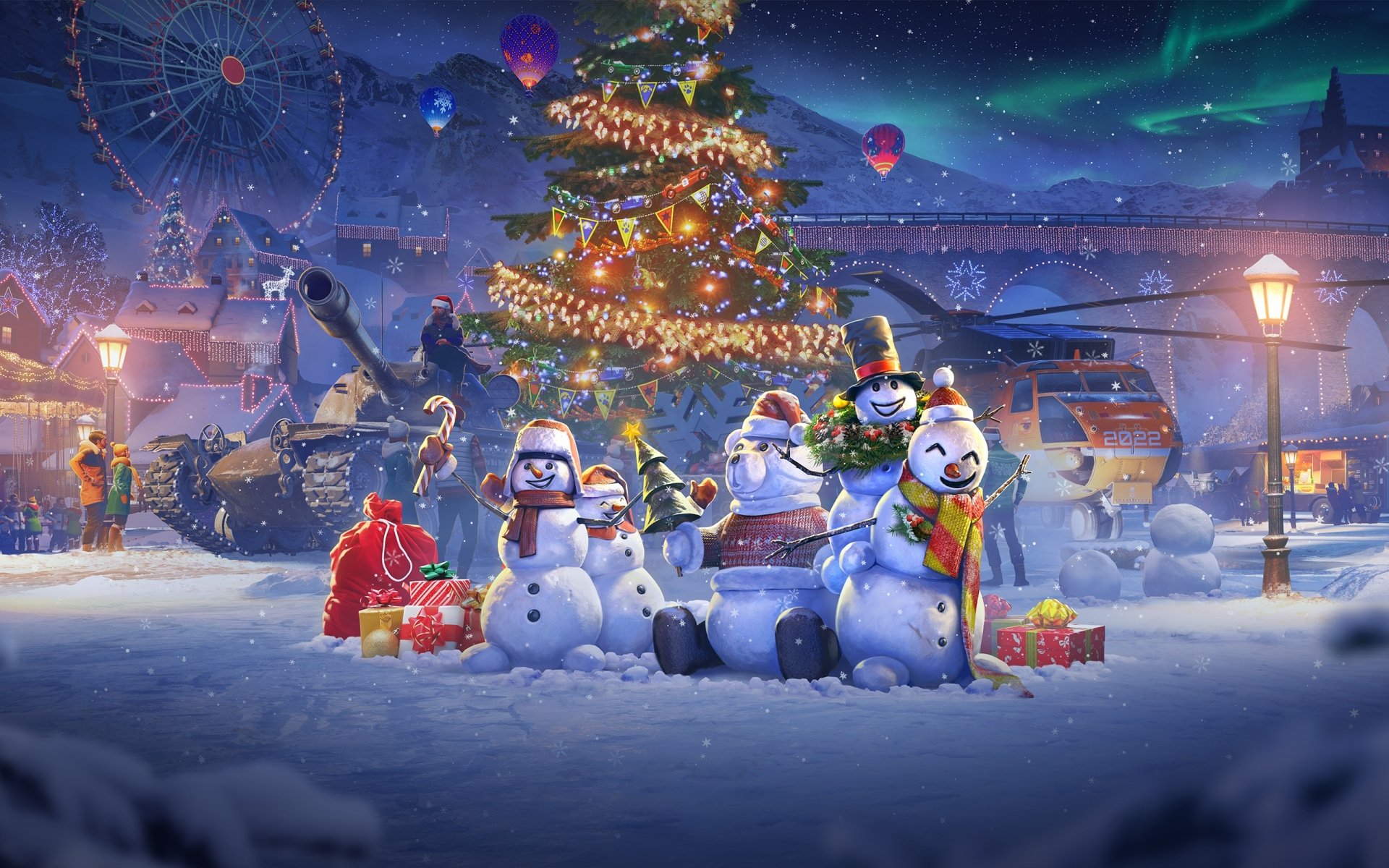 World of Tanks Christmas Celebration HD Wallpaper: Festive Battles and ...