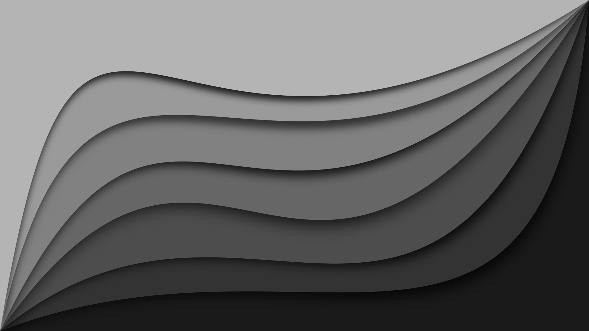4K Artistic Grey Gradient Waves Wallpaper