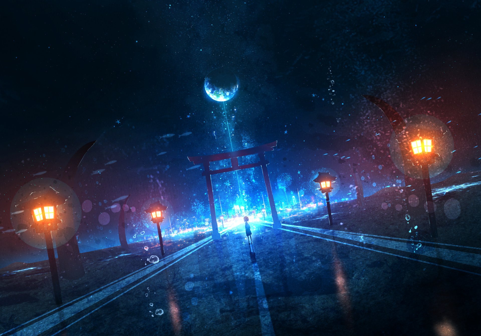 Download Anime Night Anime Night HD Wallpaper | 2449x1710 | Wallpaper Abyss