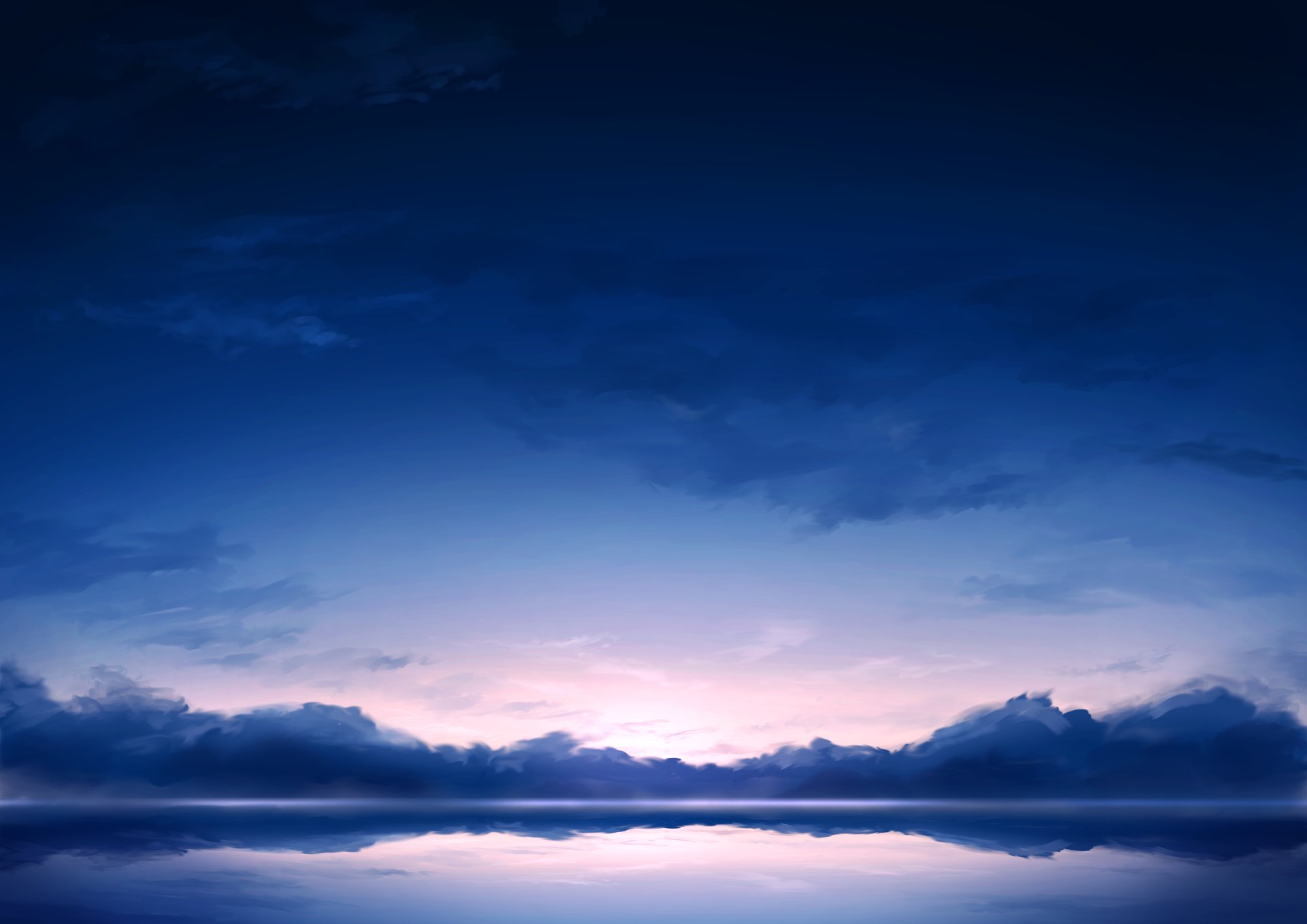 Download Sunrise Lake Anime Sky Sky Anime HD Wallpaper