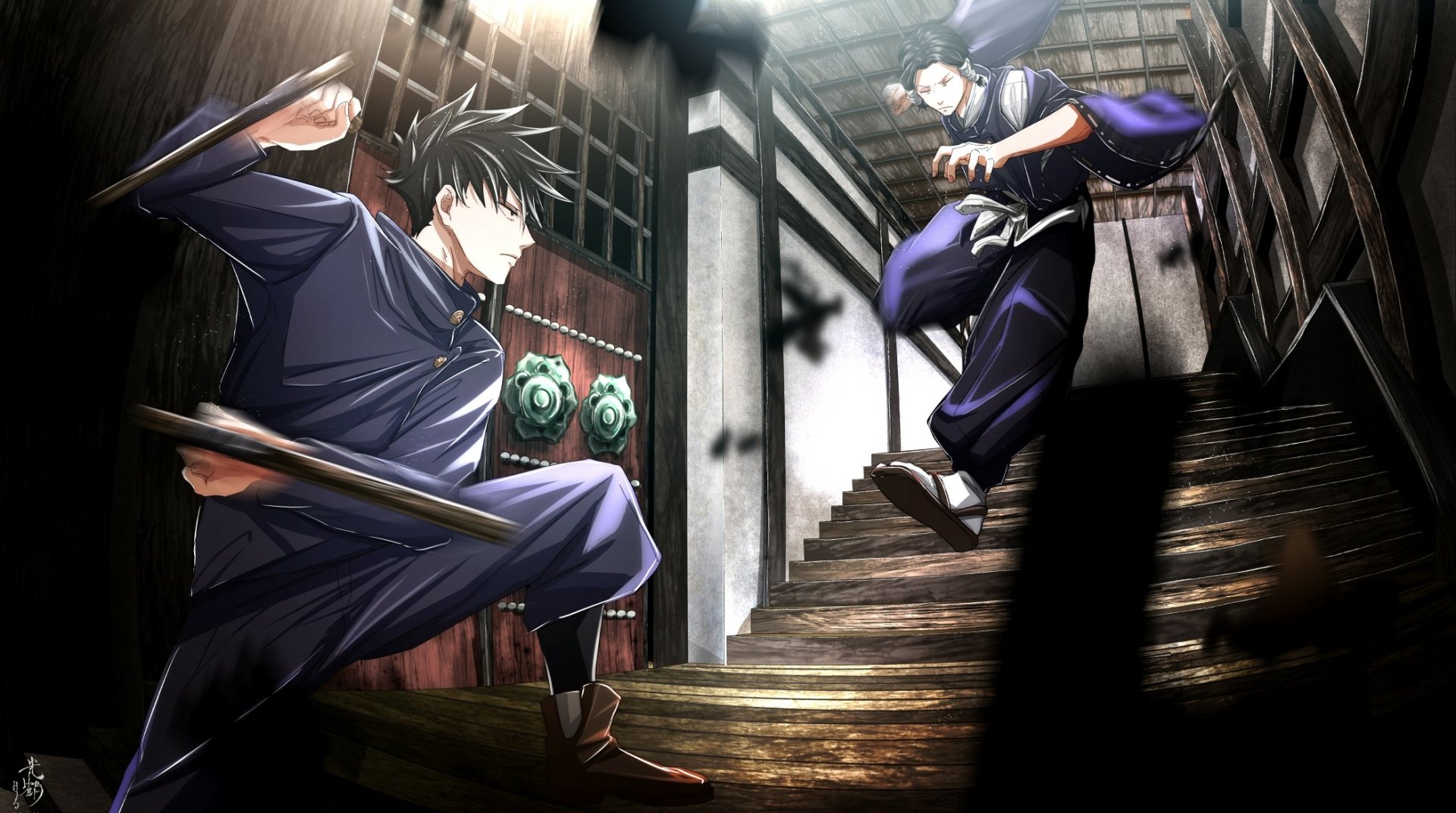 Megumi Fushiguro HD Wallpaper | Epic Jujutsu Kaisen Battle Scene by 光鶴 ...