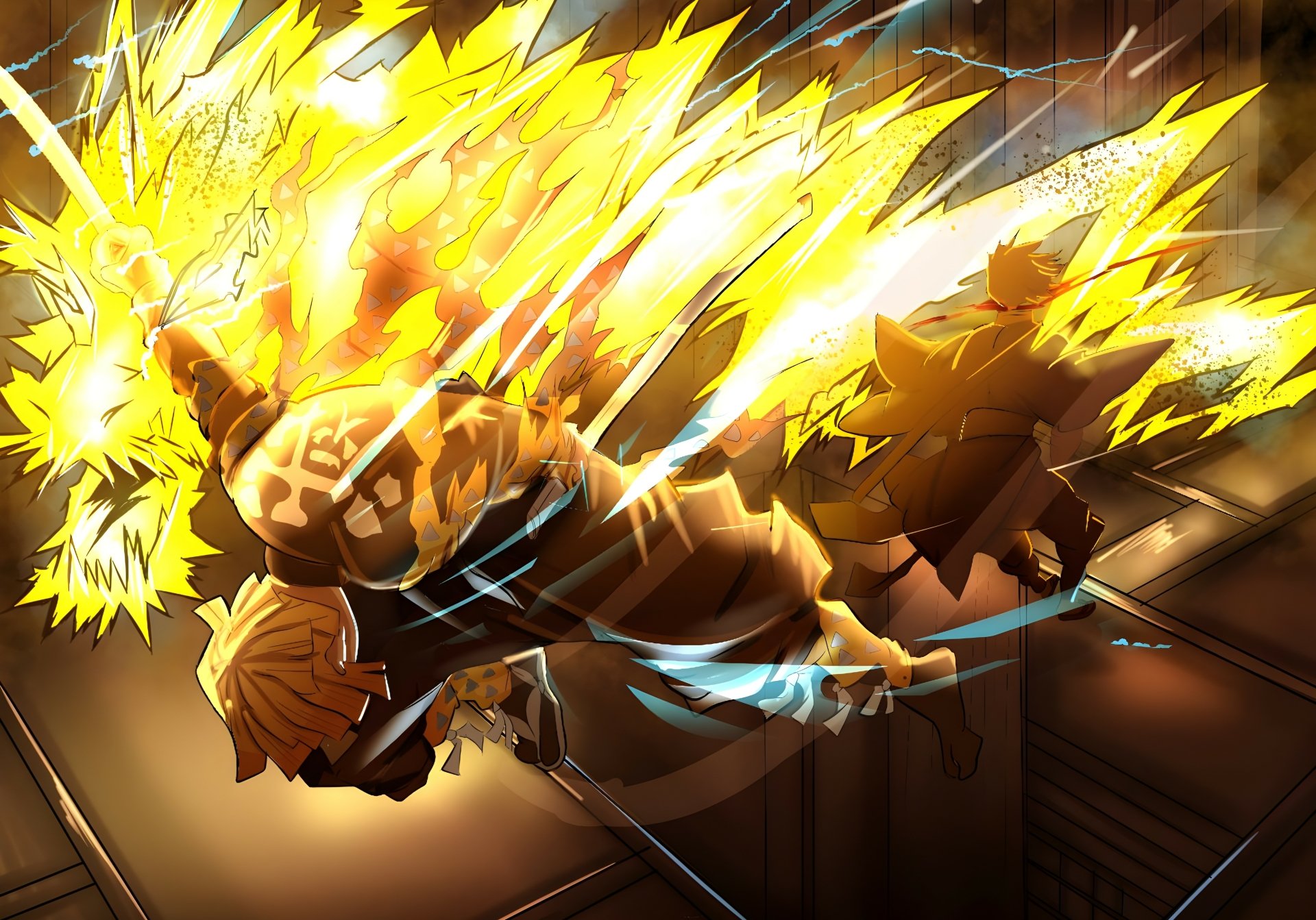 Zenitsu Agatsuma Unleashed: 4K Ultra HD Demon Slayer Wallpaper by Nkbhd