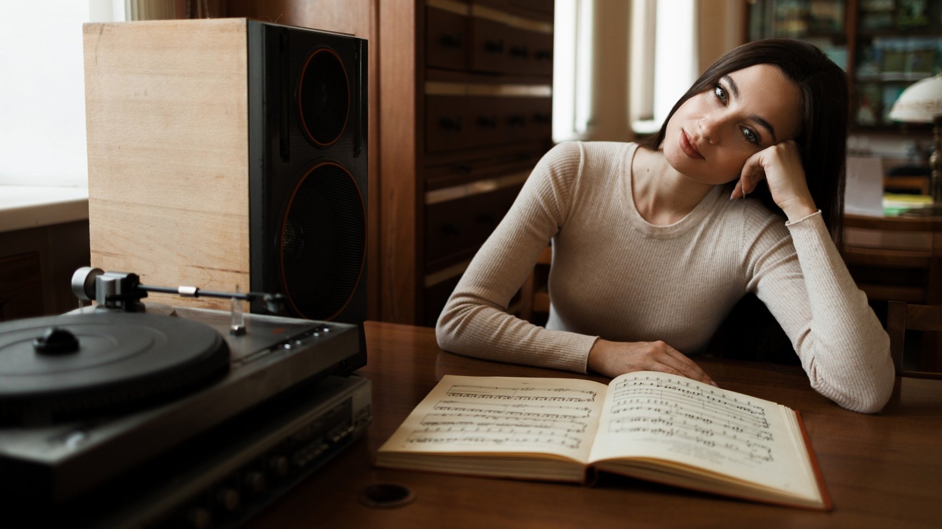 Elegant Model Muse: HD Portrait of Thoughtful Woman by Andrei Kozlov