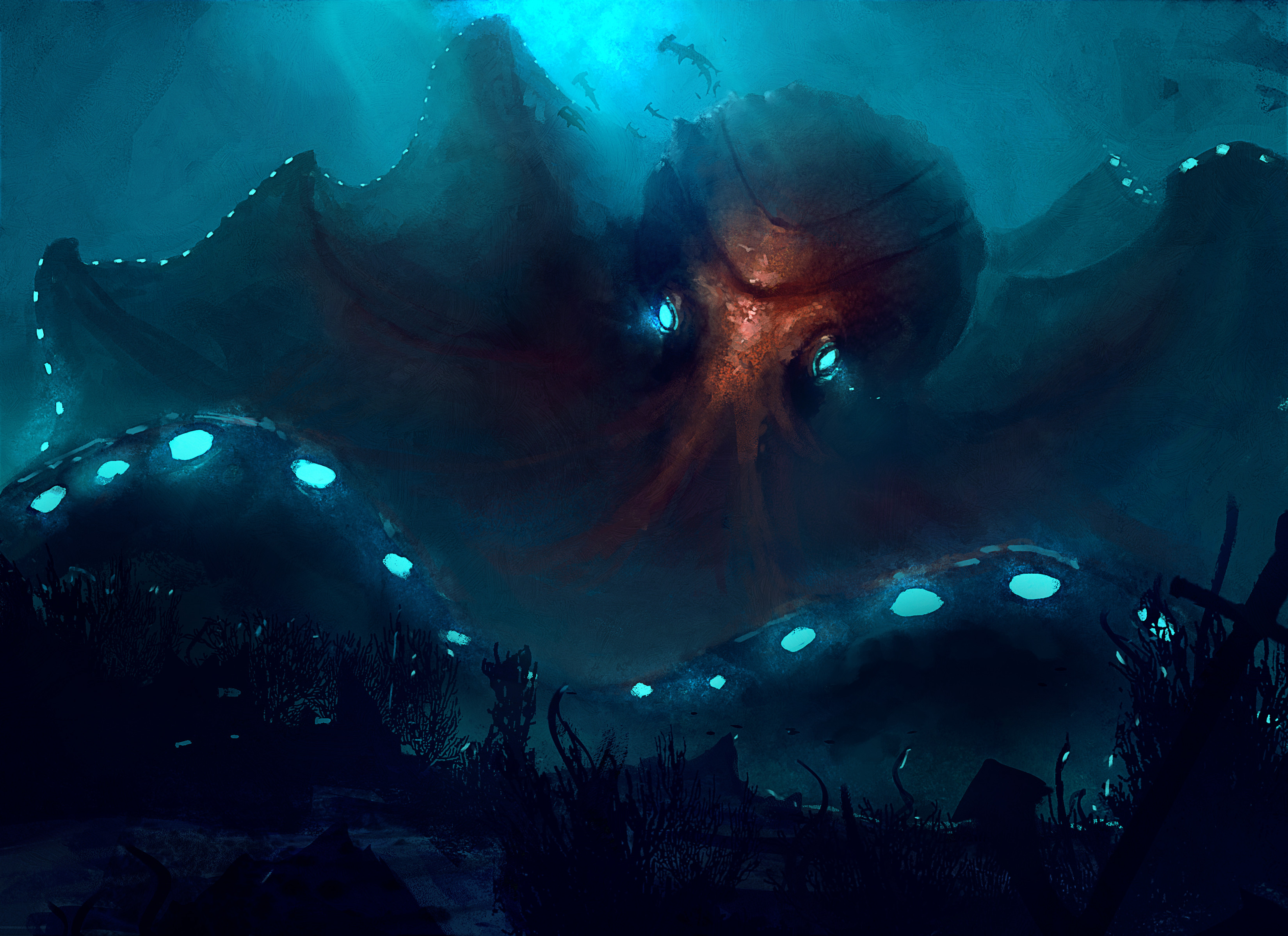 Download Fantasy Sea Monster HD Wallpaper by Samuele Bandini